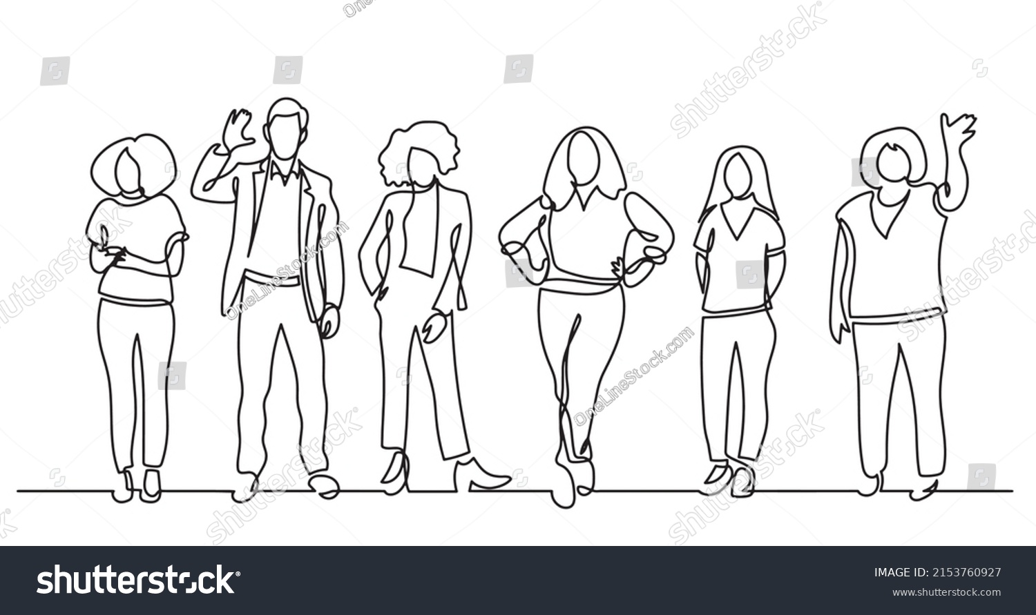 Continuous Line Drawing Diverse Group Standing Stock Vector (Royalty ... Continuous Line Drawing Diverse Group Standing Stock Vector (Royalty ...