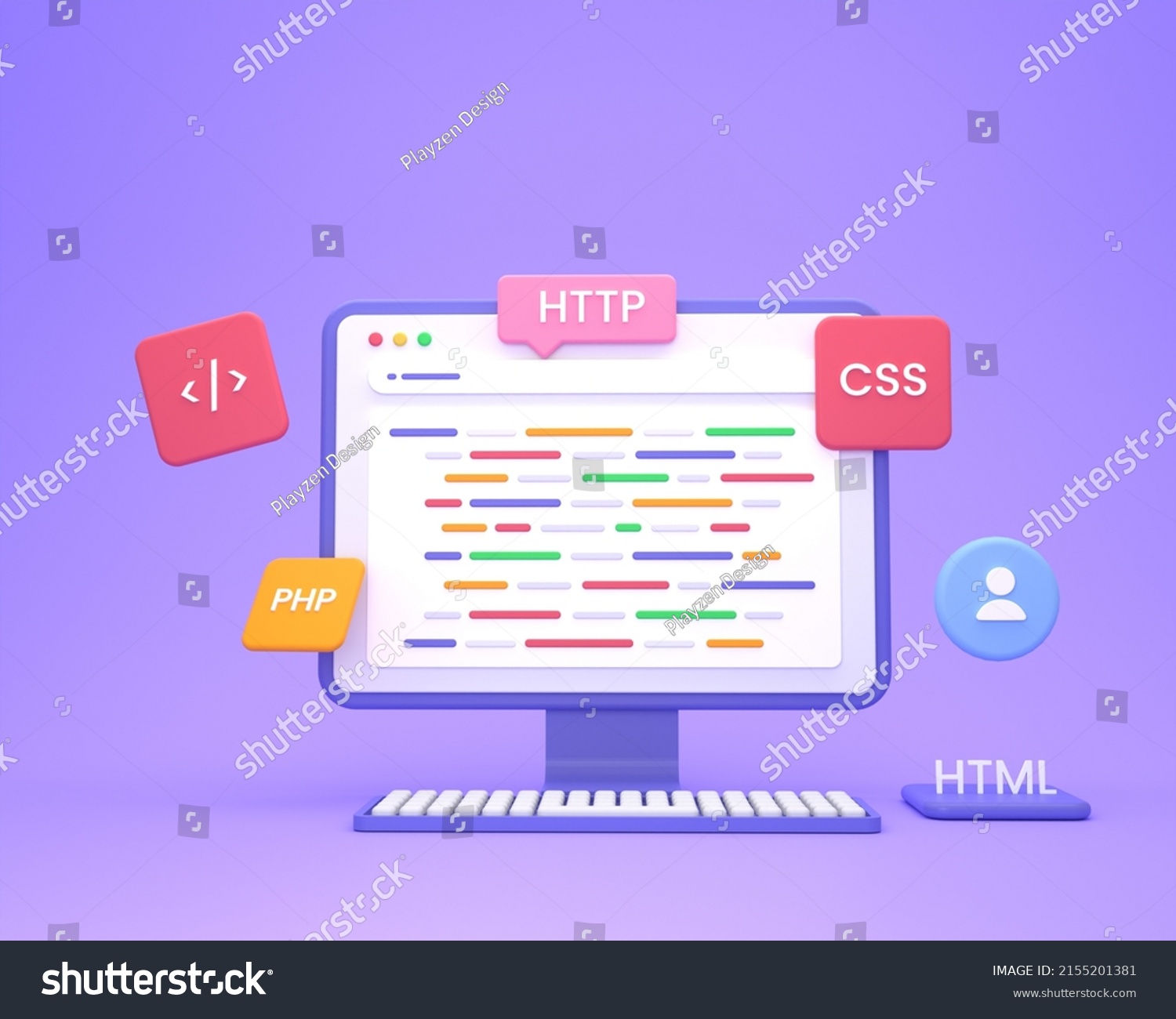 3d Render Web Development Software Development Stock Illustration 2155201381 Shutterstock