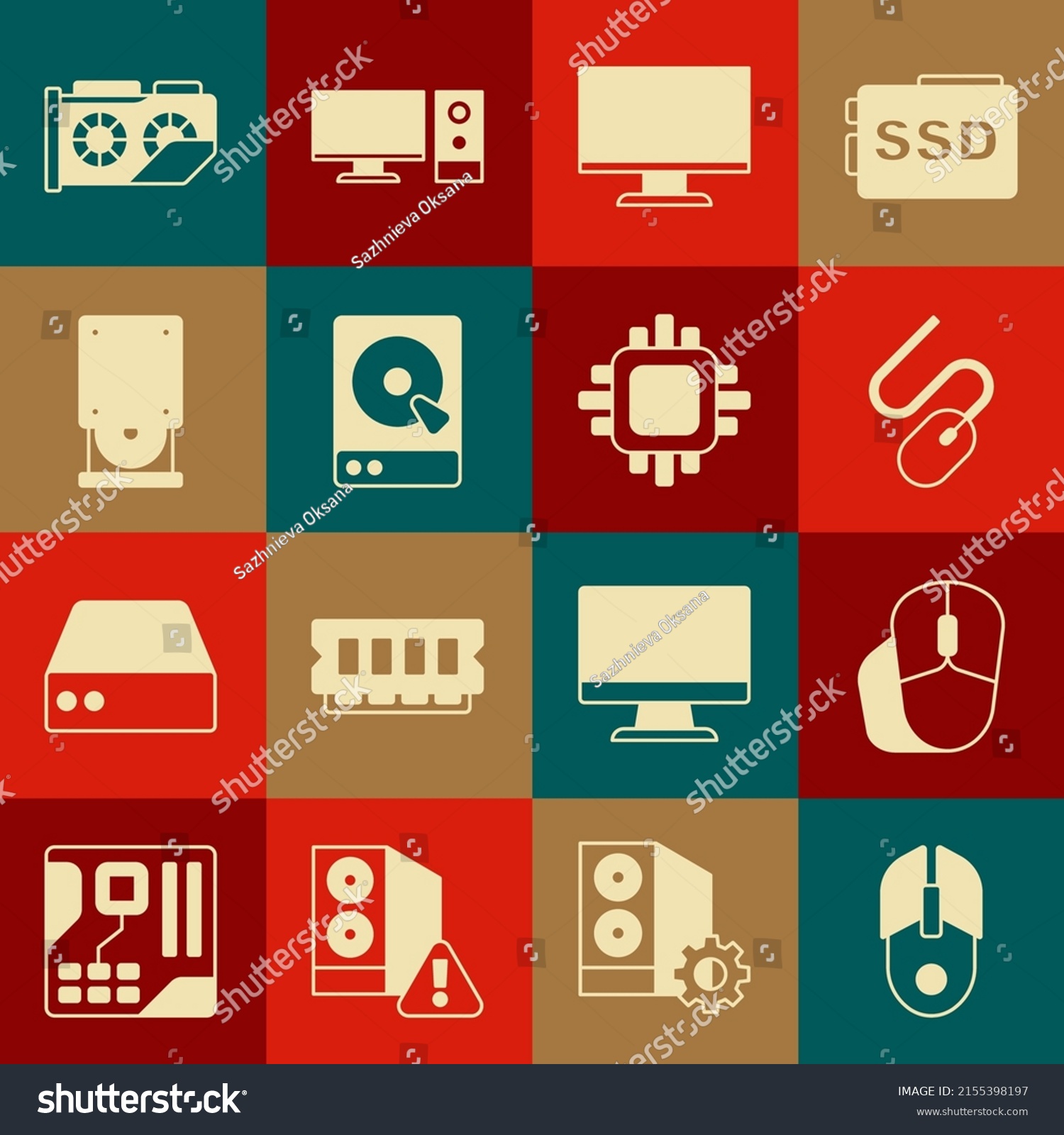 Set Computer Mouse Monitor Screen Hard Stock Vector Royalty Free 2155398197 Shutterstock