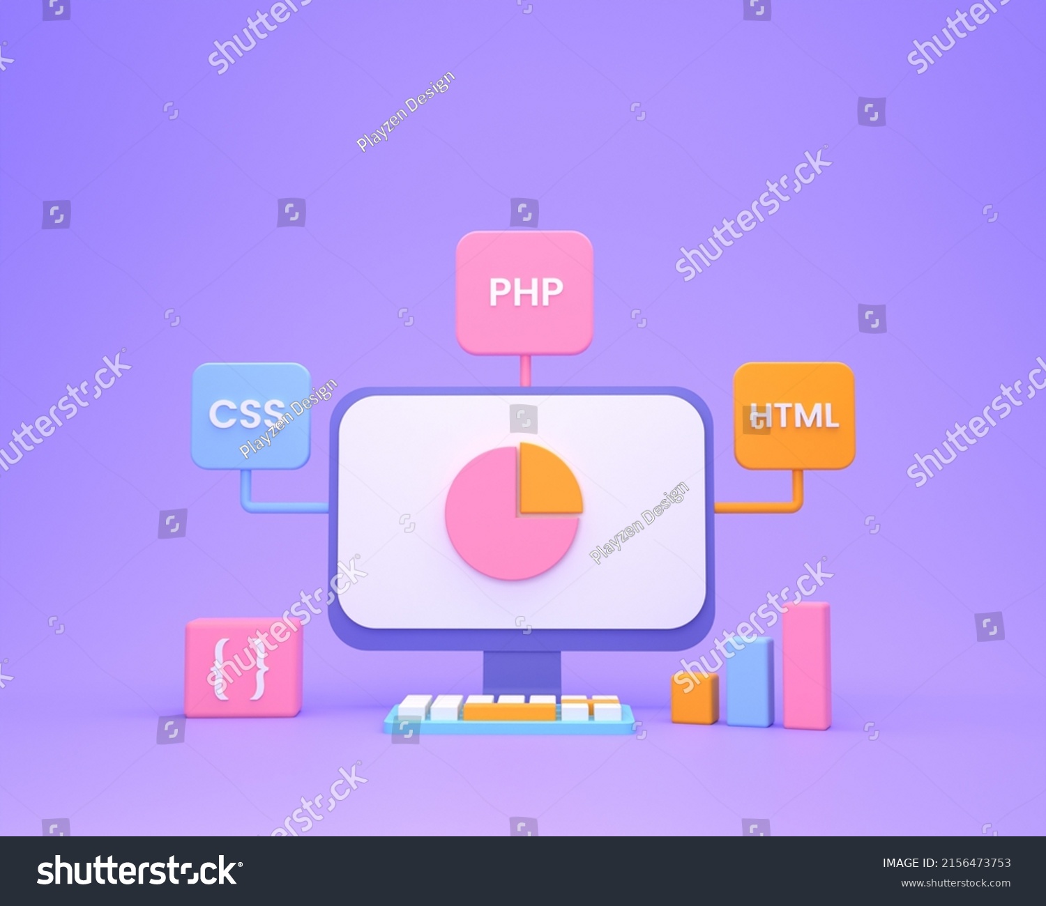 3d Render Web Development Software Development Stock Illustration