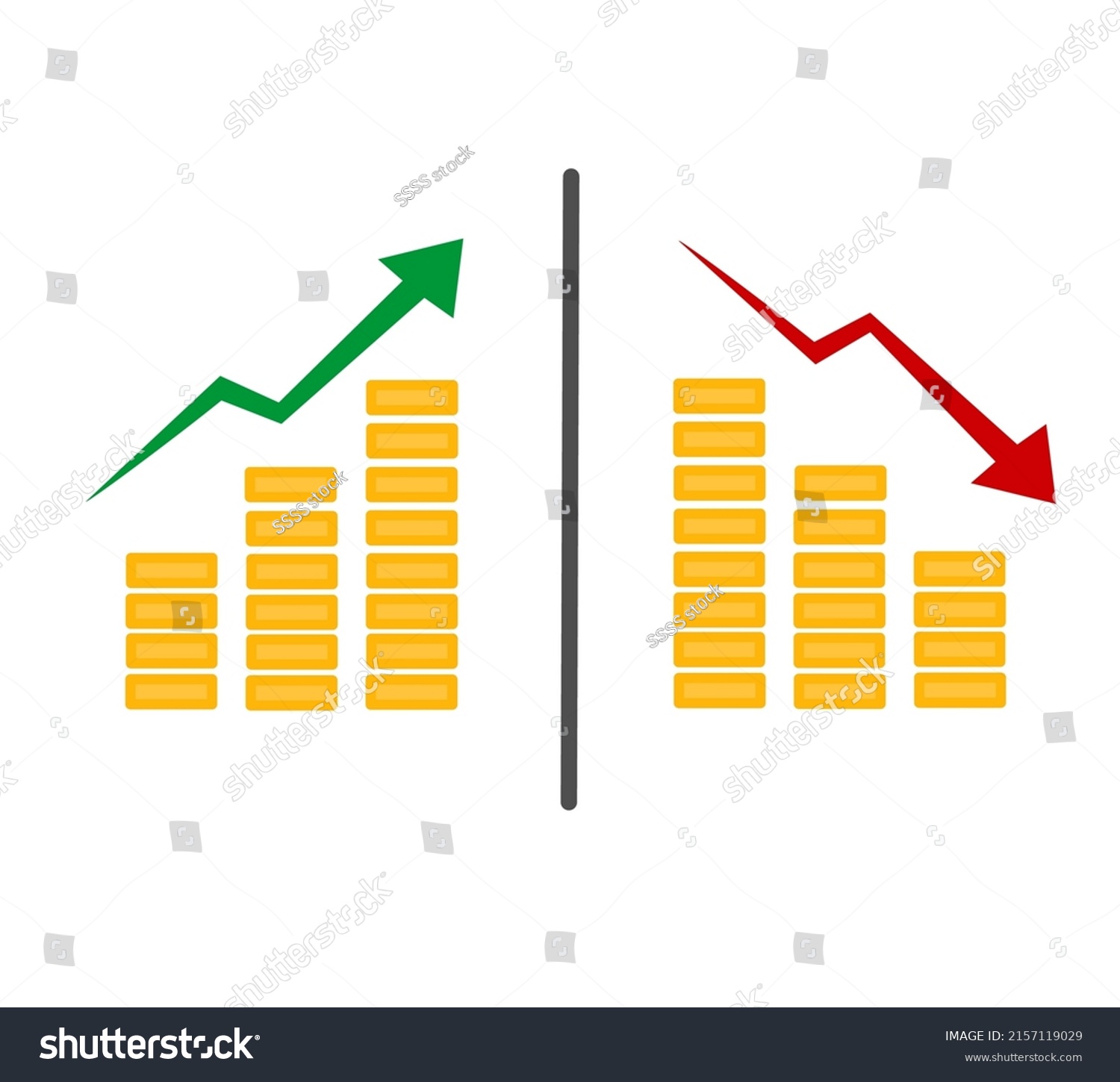 Symbol Increasing Decreasing Money Coin Tower Stock Vector (Royalty ...