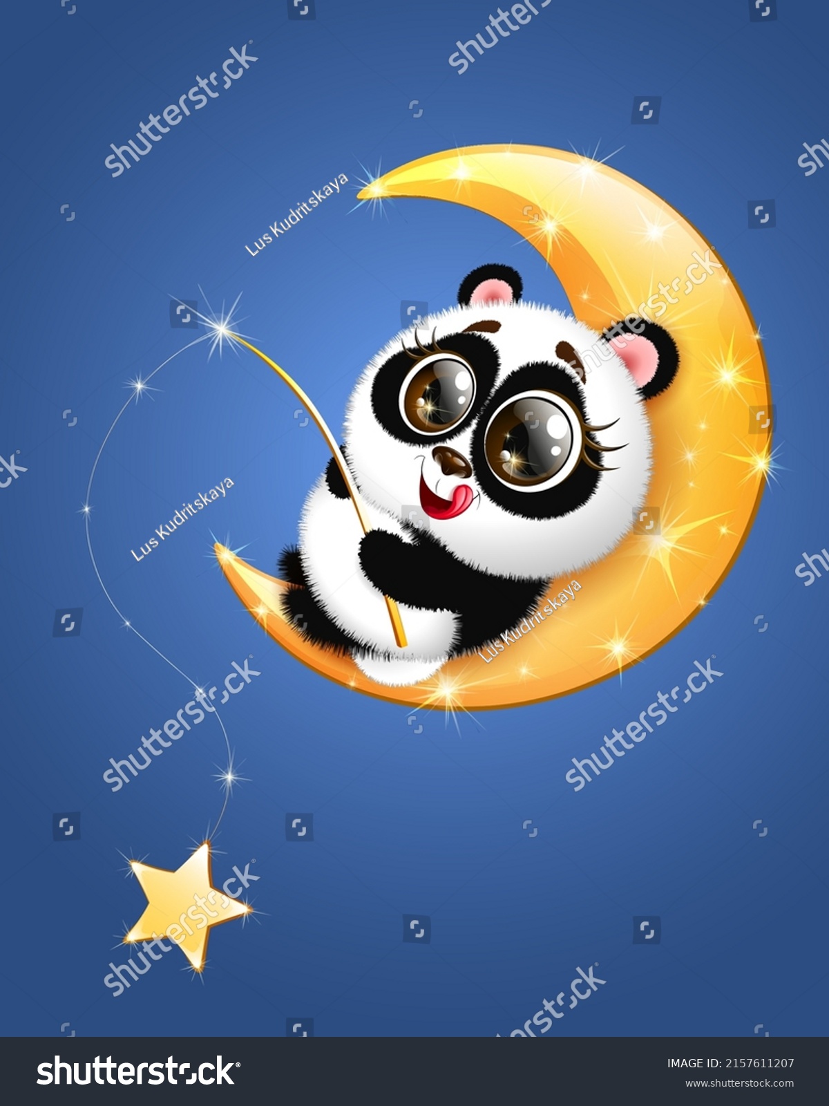 Cartoon Cute Panda Girl On Shining Stock Vector Royalty Free
