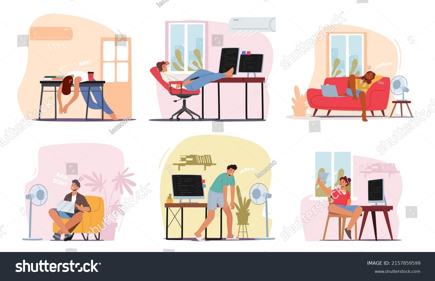 Set Characters Summer Hot Period Concept Stock Vector (Royalty Free ... Set Characters Summer Hot Period Concept Stock Vector (Royalty Free ...