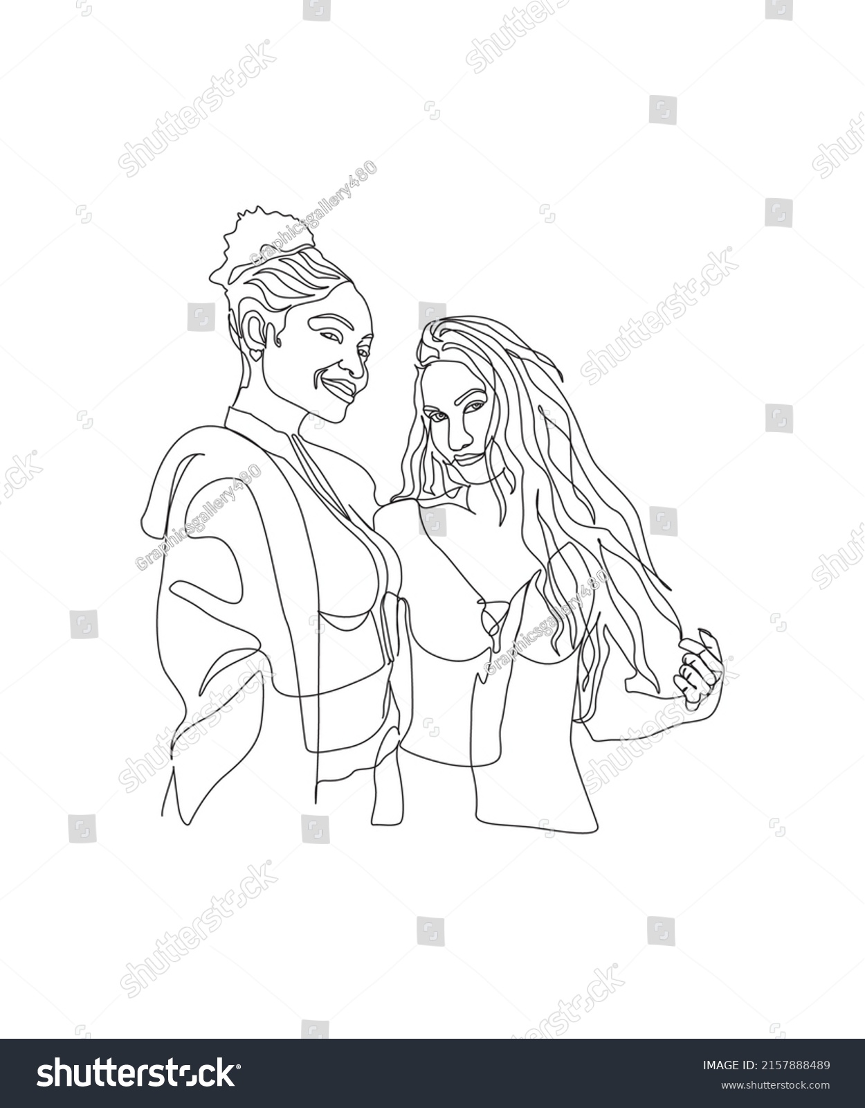 Face Two Woman Hot Girl Illustration Stock Vector Royalty Free 2157888489 Shutterstock