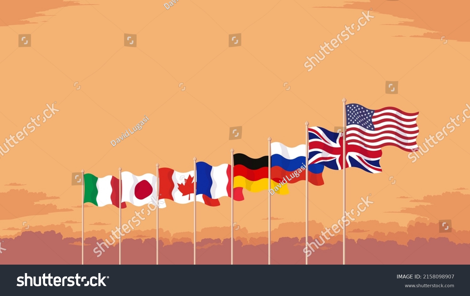Detailed Flat Vector Illustration Flags G8 Stock Vector Royalty Free