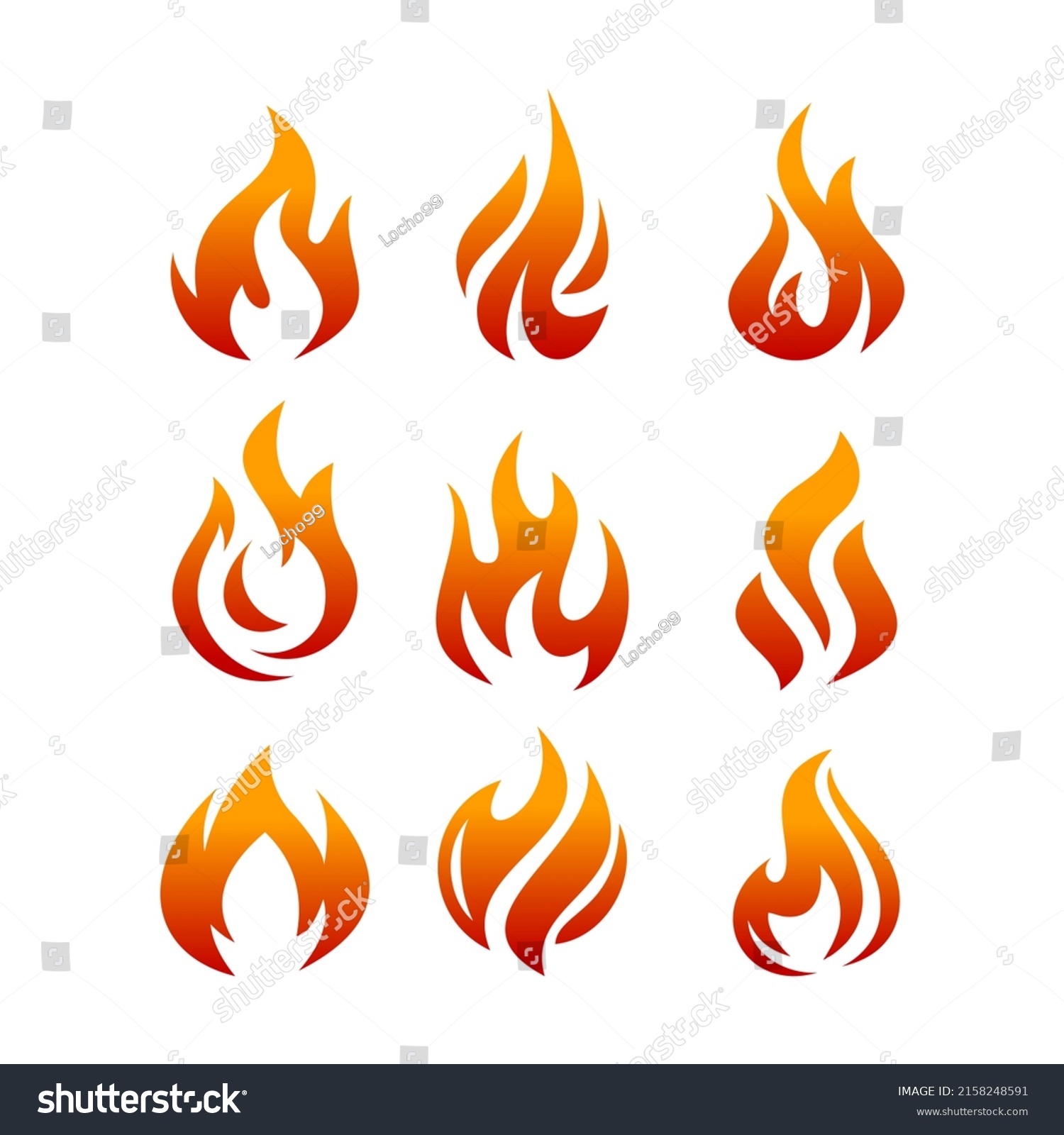 Fire Flames Vector Icons Collection White Stock Vector Royalty Free 2158248591 Shutterstock