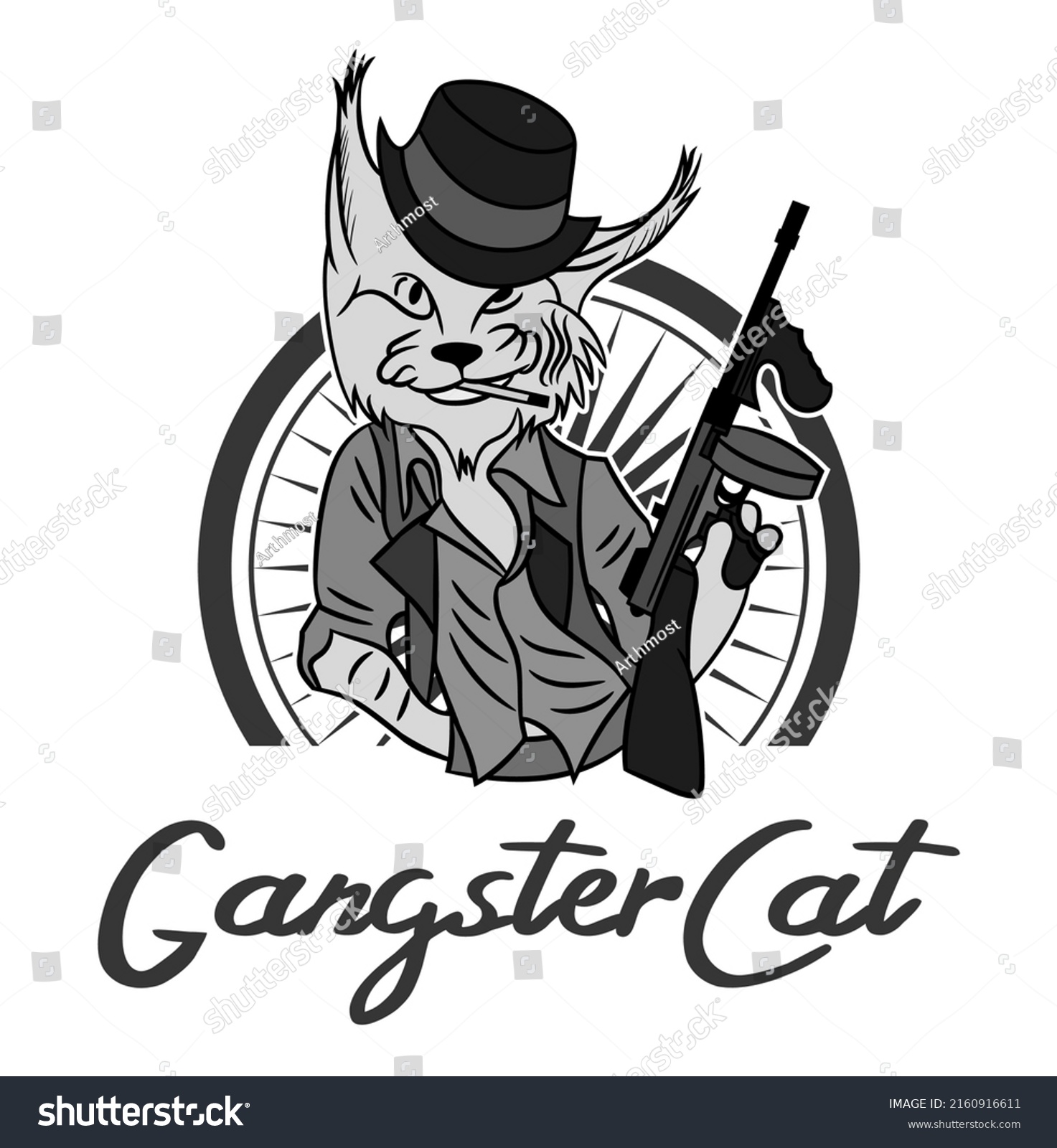 Gangster Cat Vector Layered Clipart Black Stock Vector Royalty Free 2160916611 Shutterstock