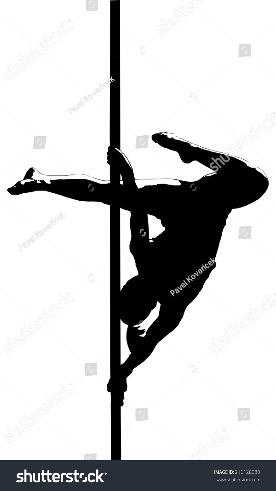 Silhouette Pole Dancer Black White Stock Vector Royalty Free