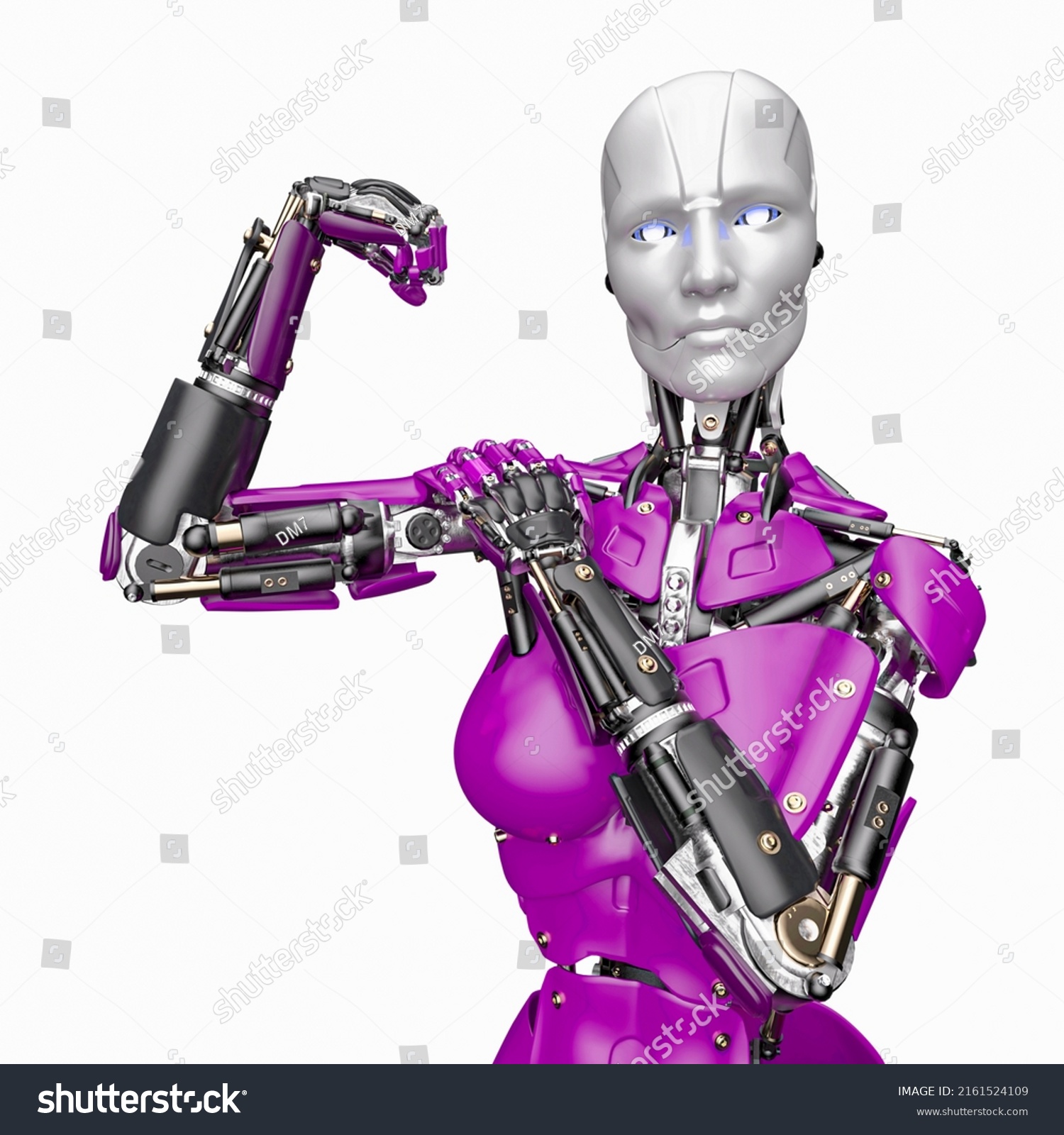 Amazing Robot Doing Can Do Pose Stock Illustration 2161524109