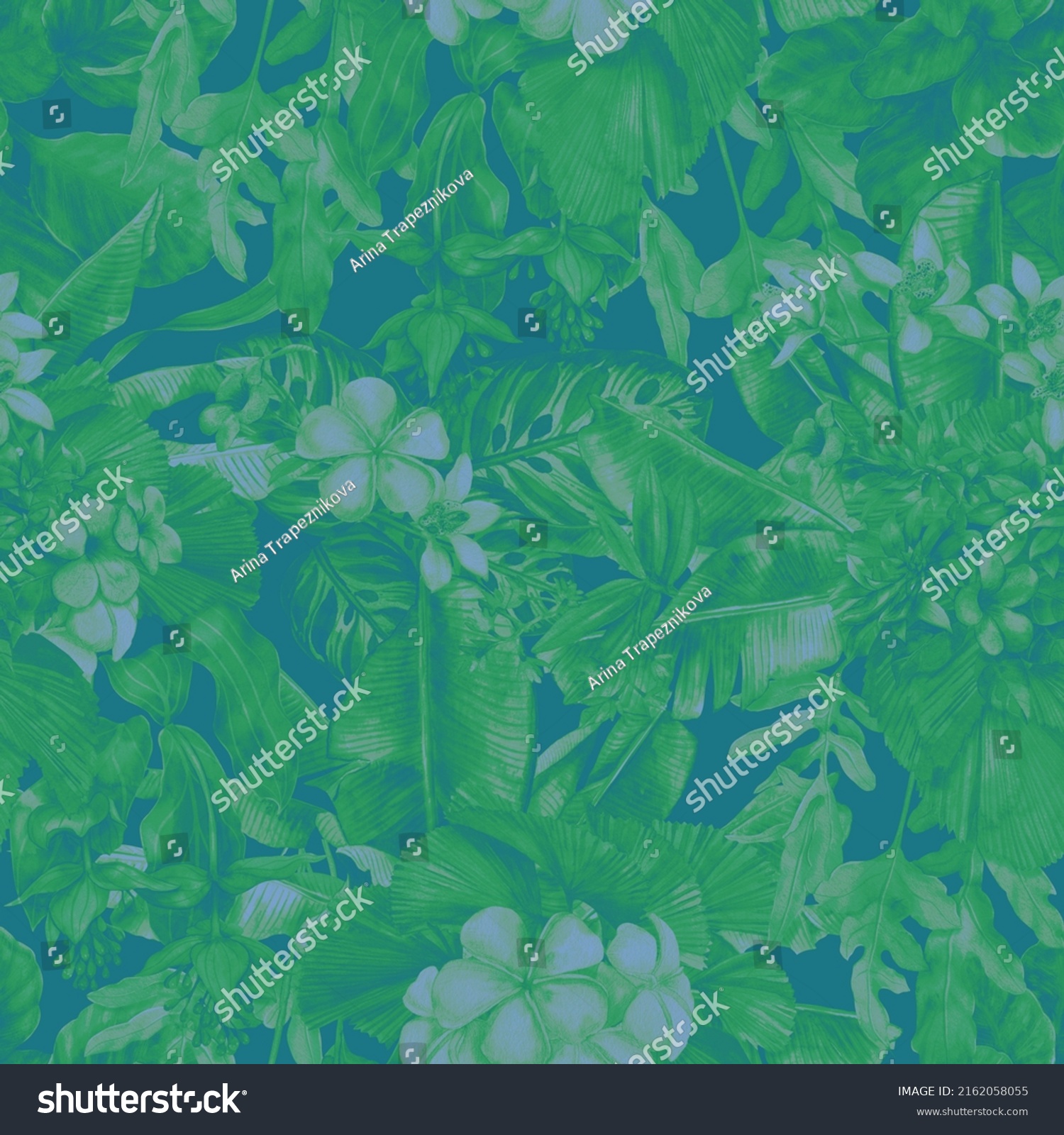 Tropical Seamless Pattern Exotic Flowers Floral Stock Illustration