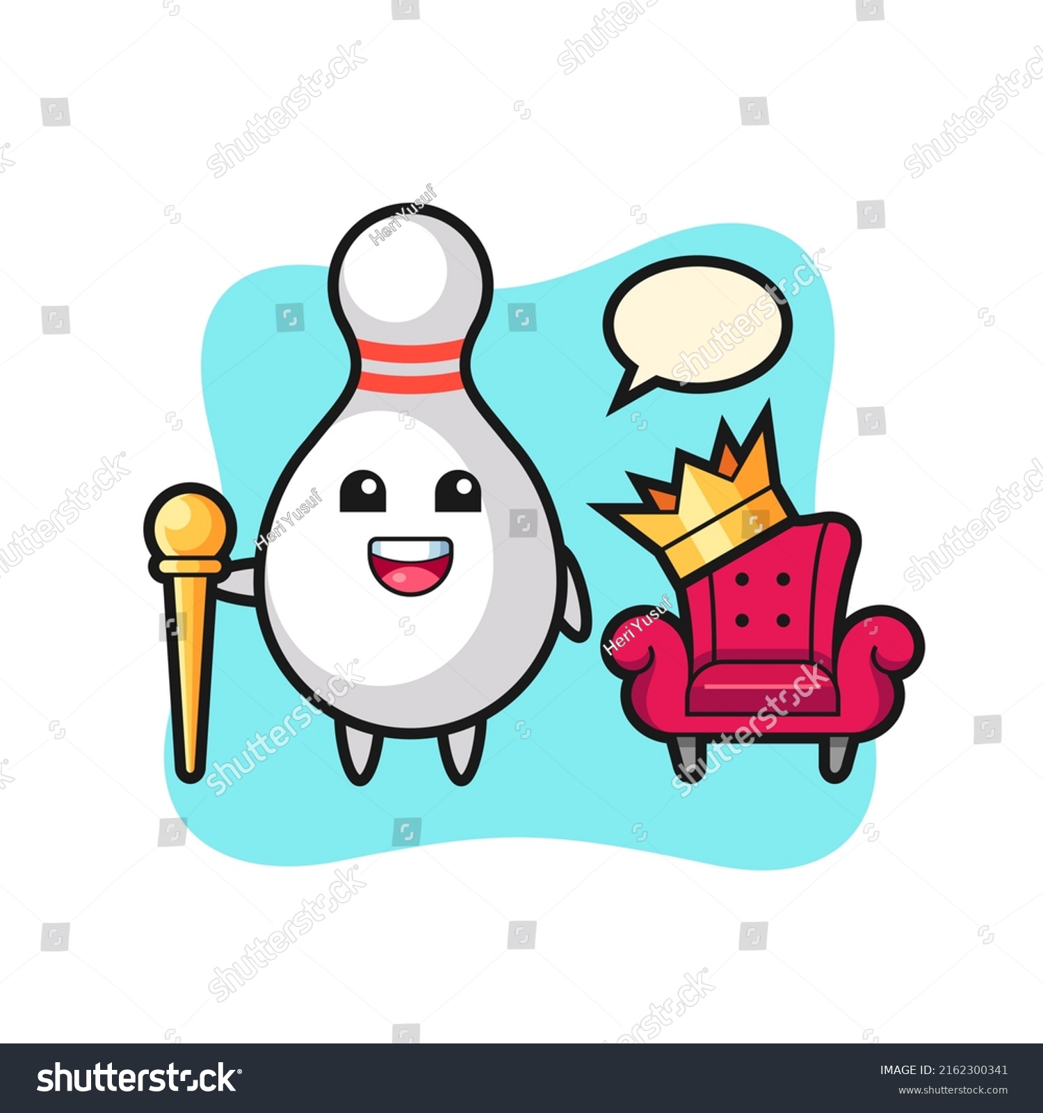 Mascot Cartoon Bowling Pin King Cute Stock Vector Royalty Free