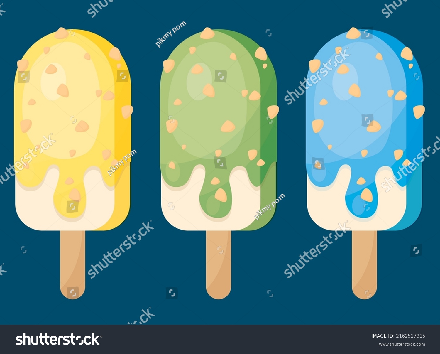 Set Cartoon Colorful Ice Creams Isolated Stock Vector Royalty Free