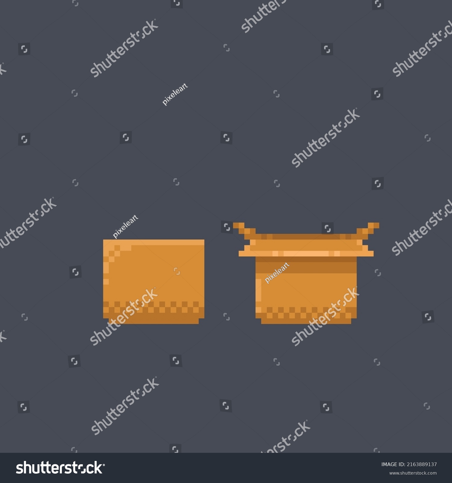 Close Open Cardboard Box Pixel Art Stock Vector Royalty Free 2163889137 Shutterstock
