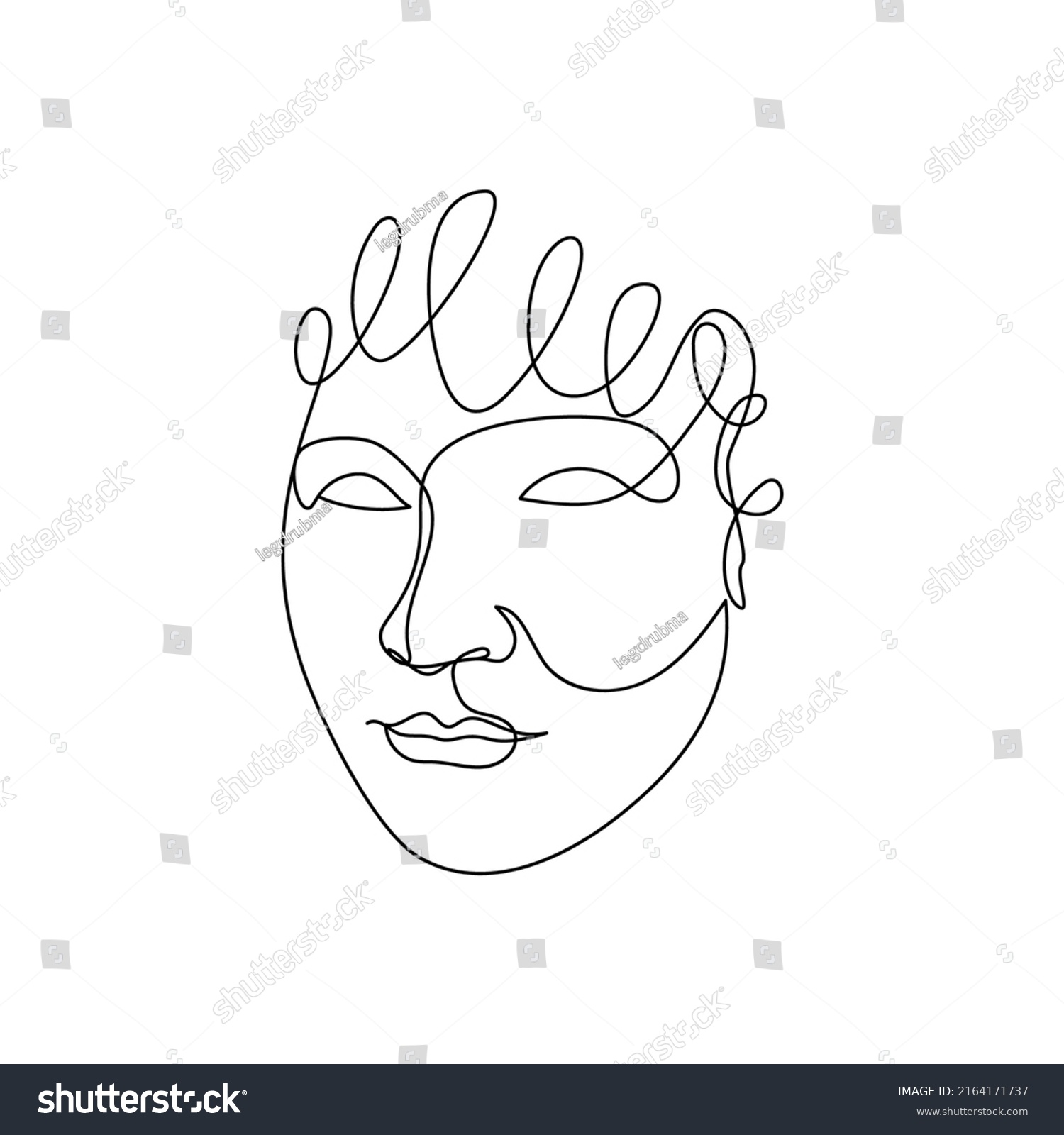 Female Face Single Line Drawing Portrait Stock Vector Royalty Free