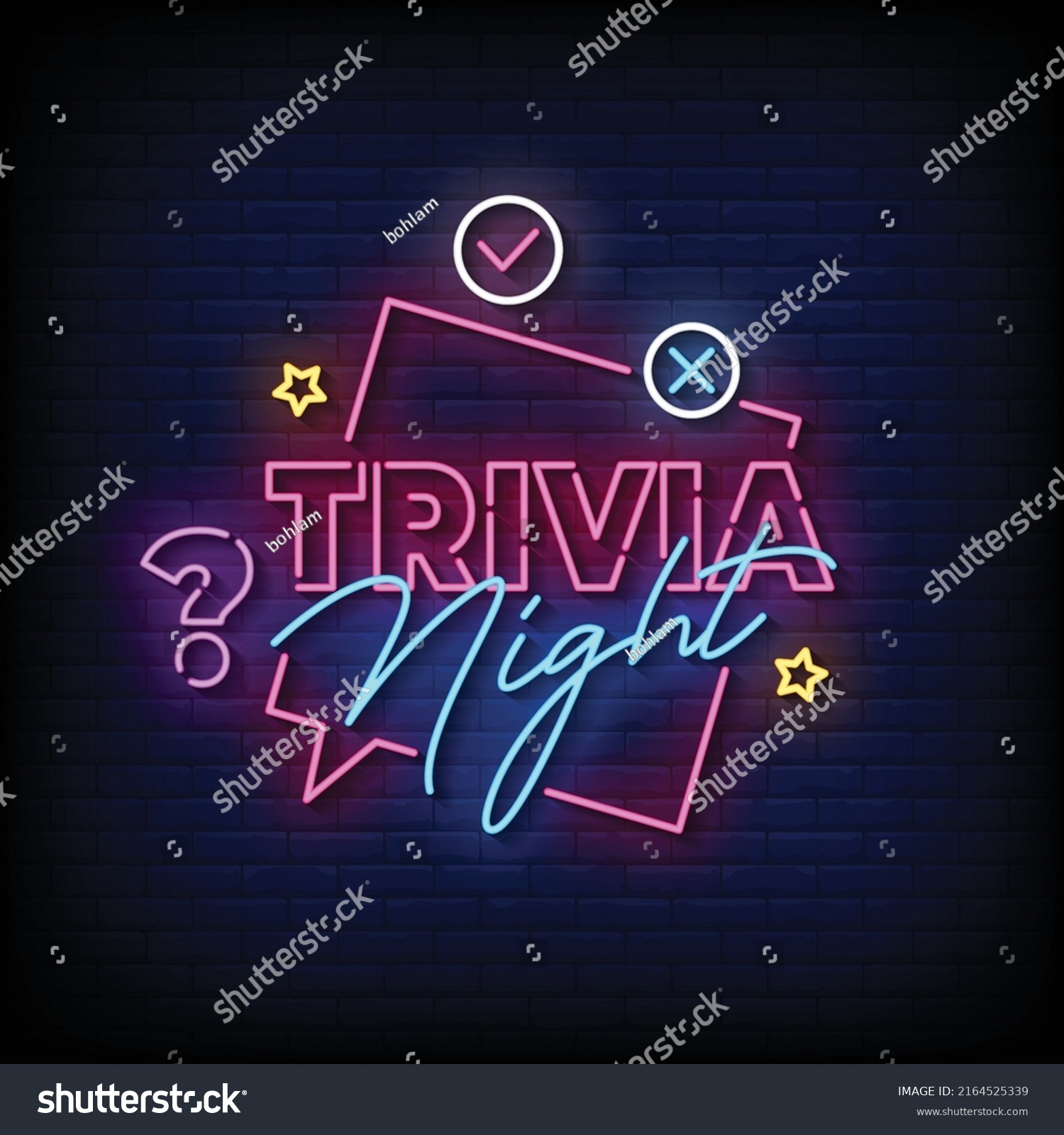 Trivia Night Neon Sign On Brick Stock Vector Royalty Free 2164525339 Shutterstock