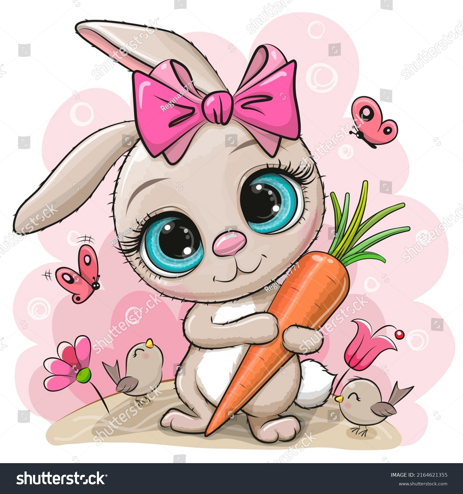 Cute Cartoon Rabbit Girl Carrot On Stock Vector Royalty Free 2164621355 Shutterstock