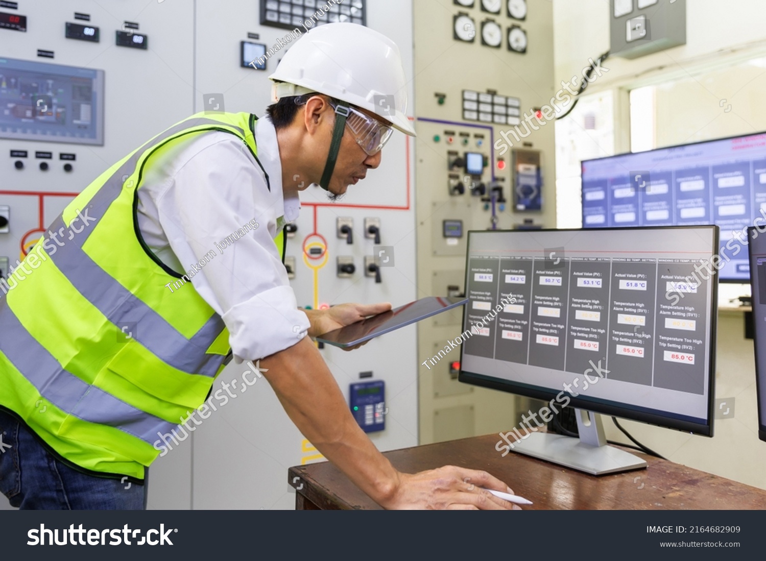 Experienced Electrician Working Power Plant Control Stock Photo ... Experienced Electrician Working Power Plant Control Stock Photo ...