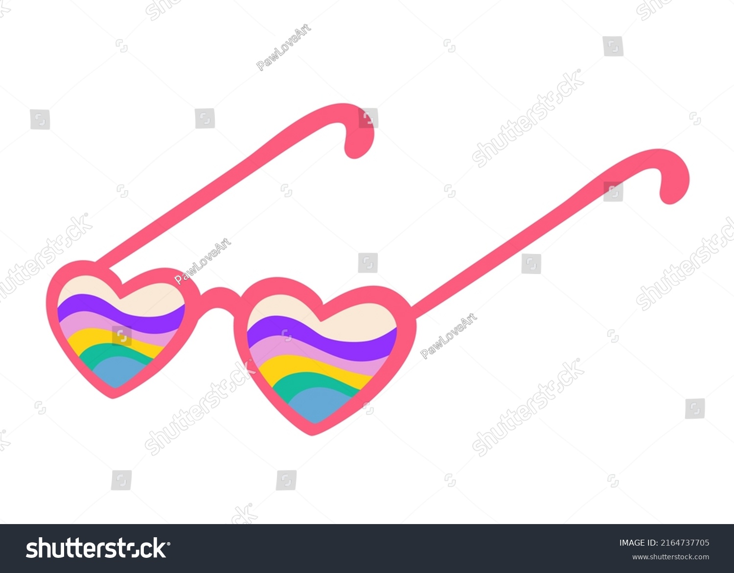 Hippie Glasses Heartshaped Hippie Sunglasses Rainbow Stock Vector Royalty Free 2164737705