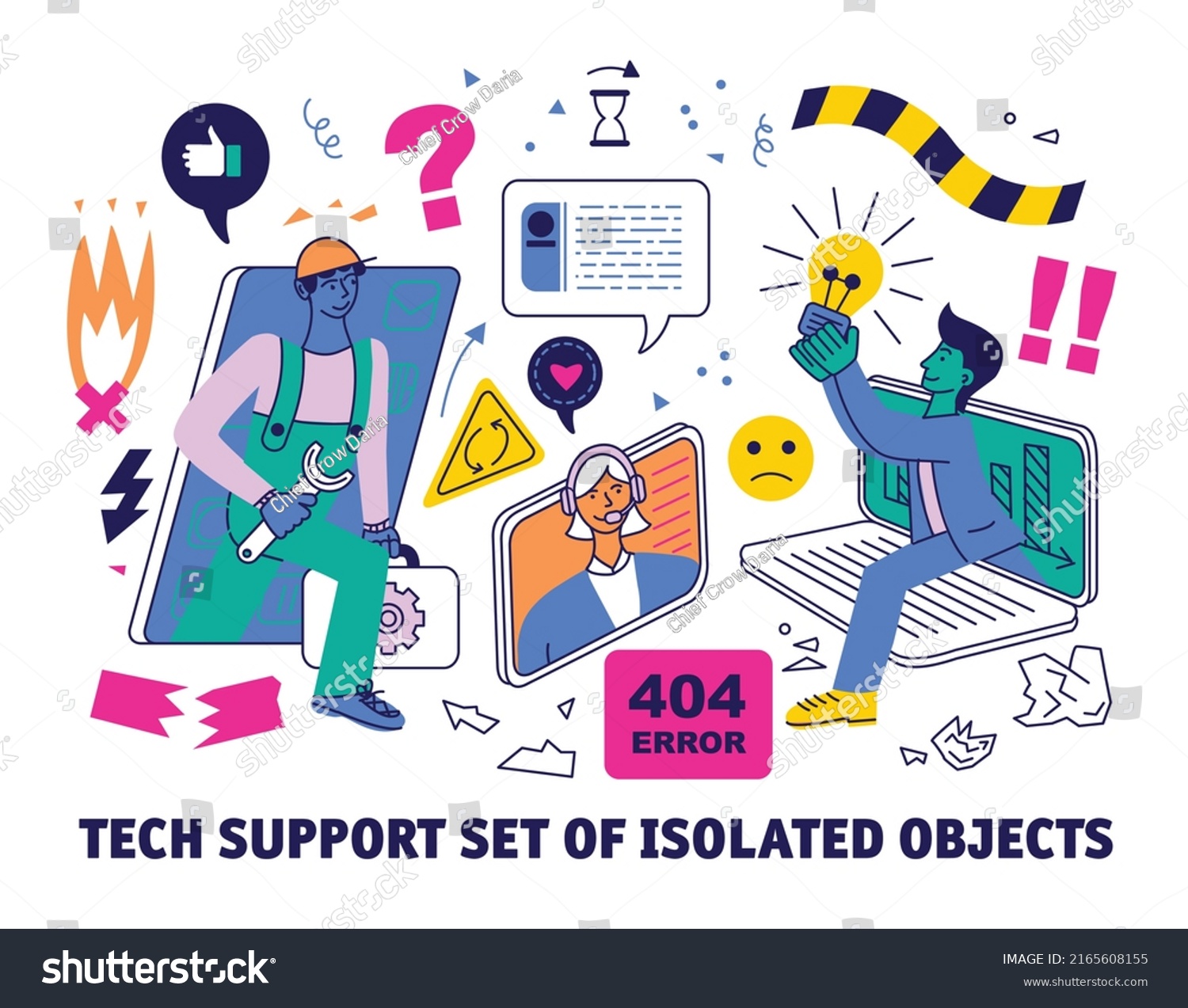 Technical Support Manager Workers Set Isolated Stock Vector (Royalty ...