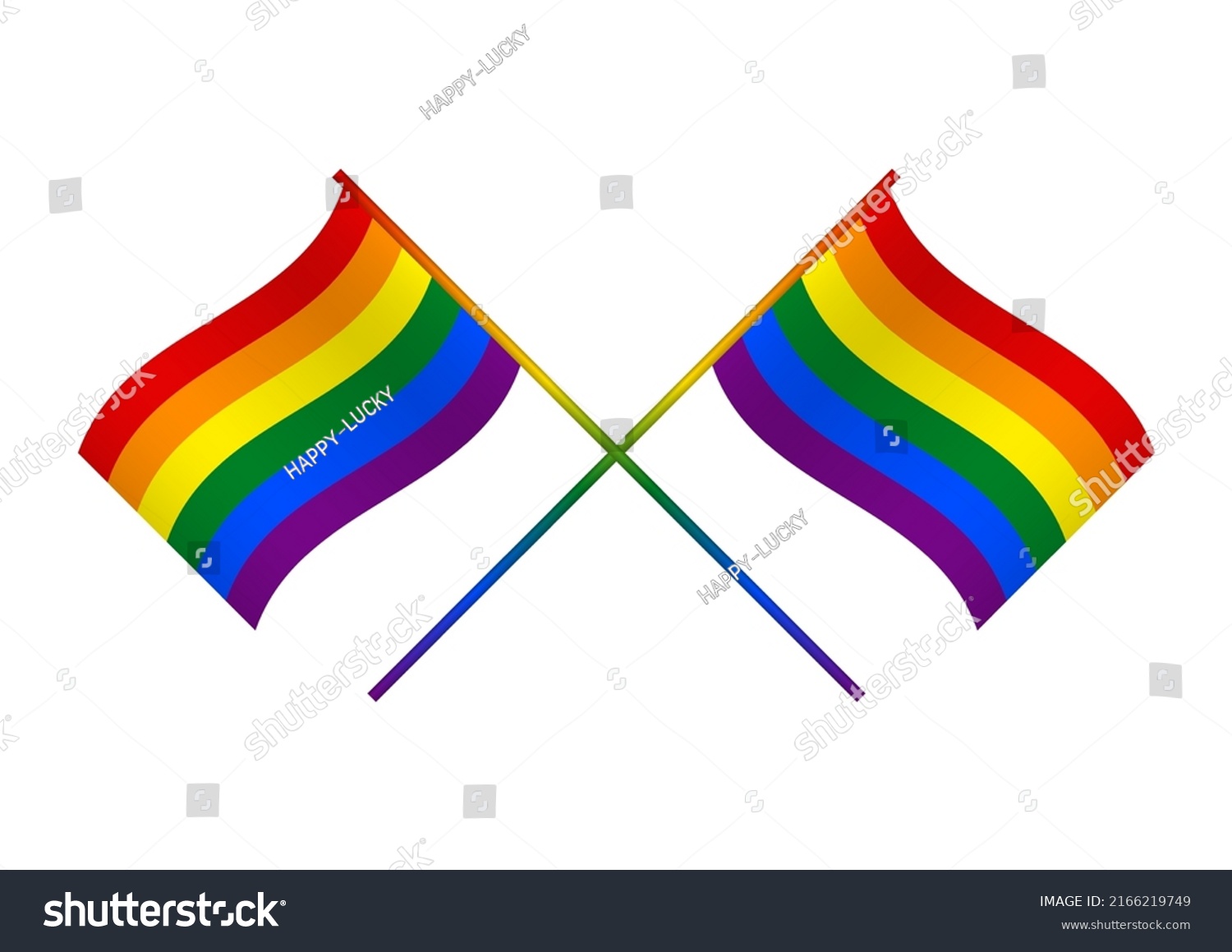 Two Crossed Lgbt Pride Flags Poles เวกเตอร์สต็อก ปลอดค่าลิขสิทธิ์