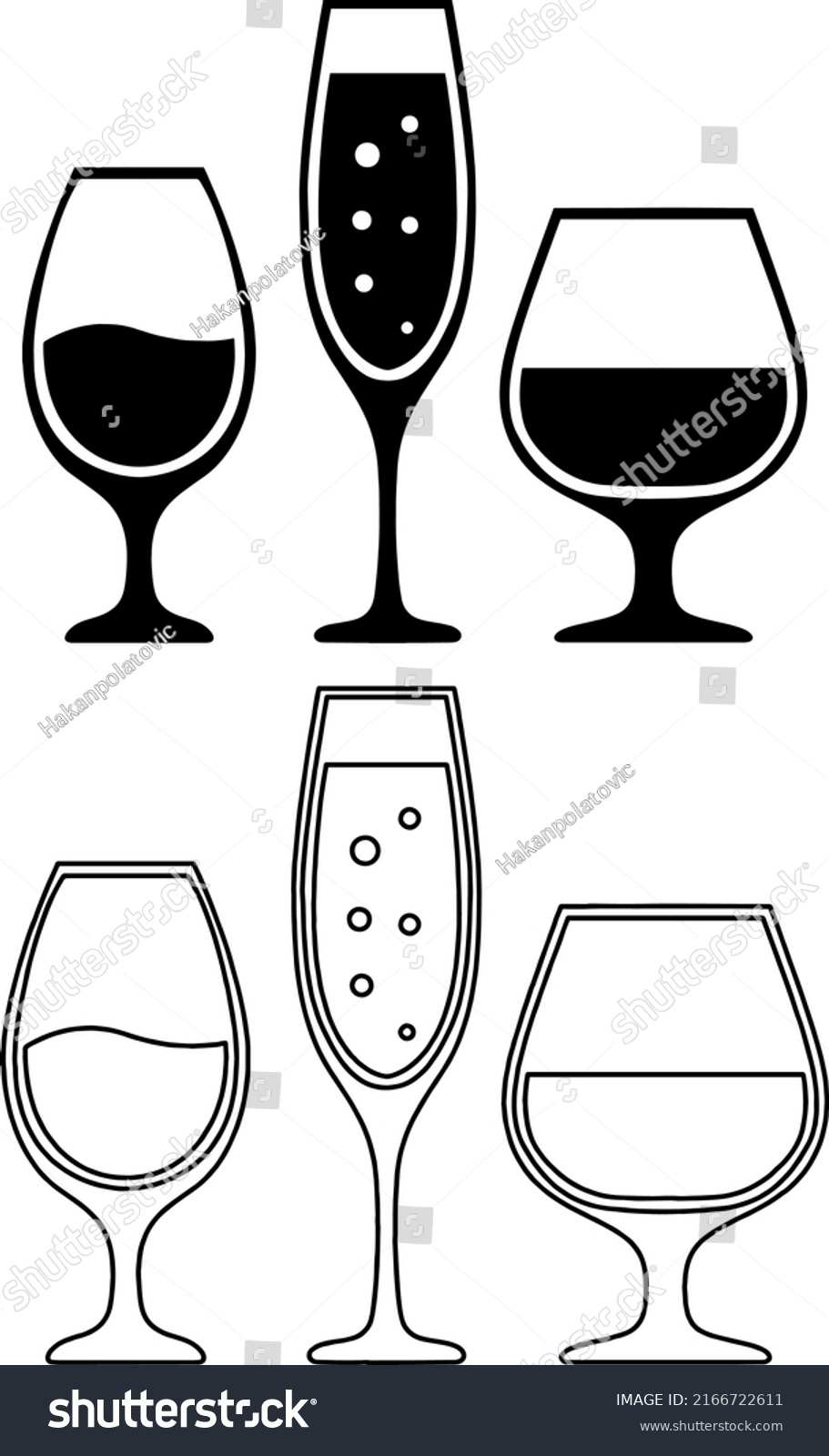 Various Types Glass Both Black Filled Stock Vector Royalty Free 2166722611 Shutterstock