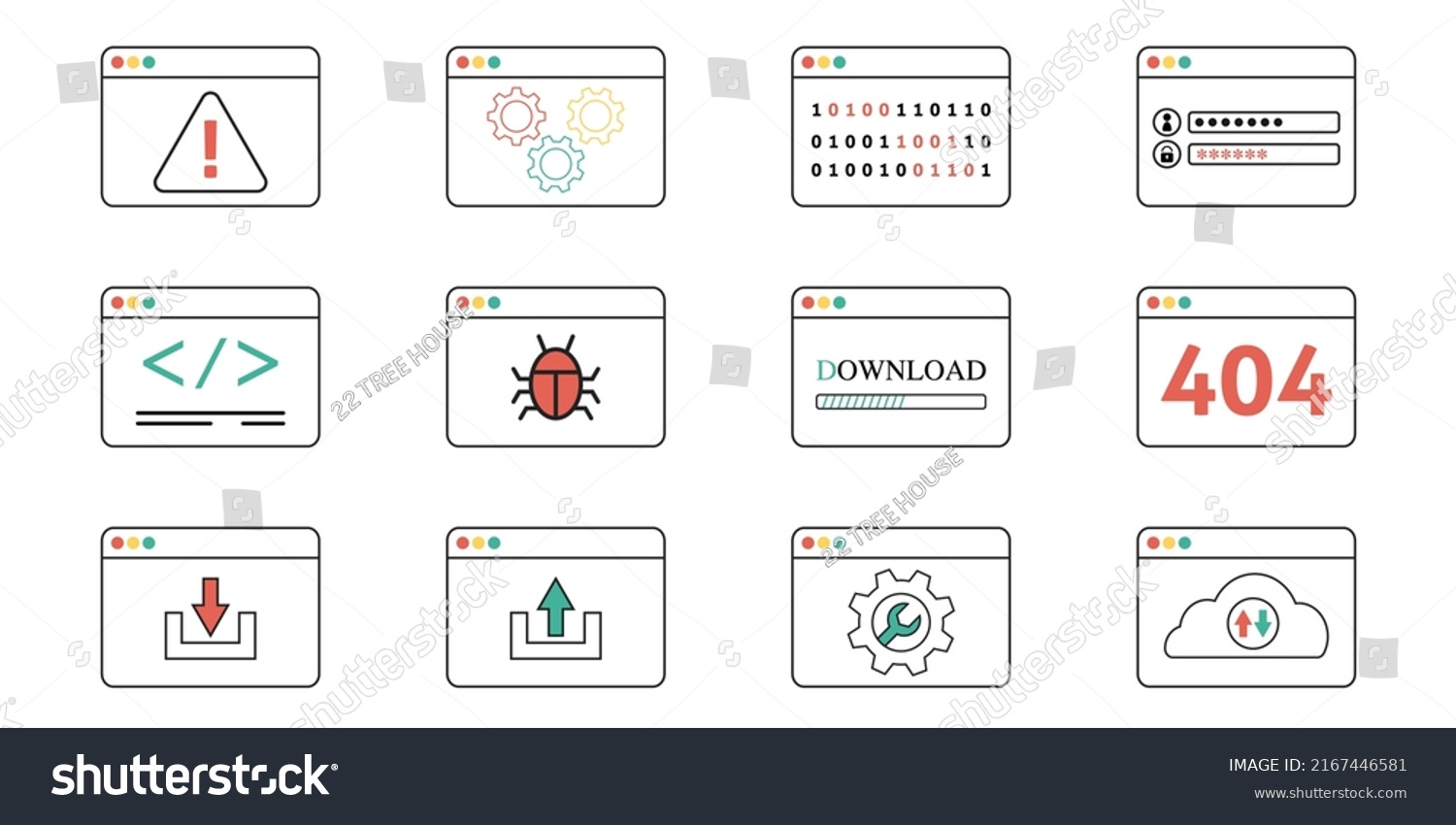 Set Programming Web Developer Icon On Stock Vector (Royalty Free ...