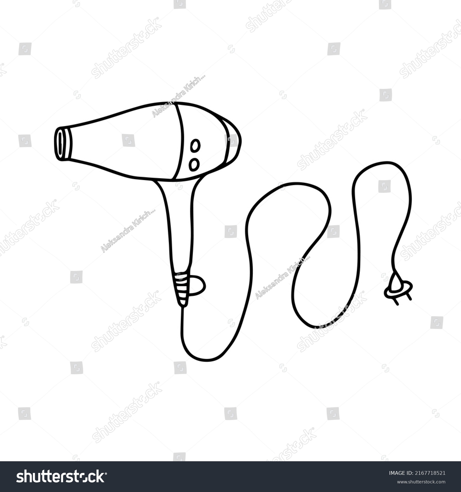 Doodle Hair Dryer Vector Illustration Hand Stock Vector Royalty Free
