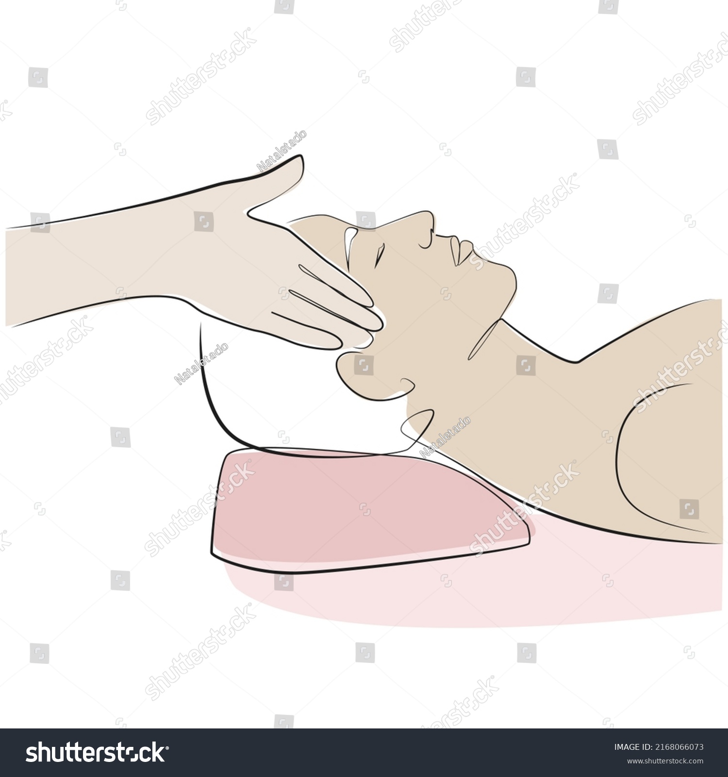 Head Massage Line Art On White Stock Vector Royalty Free 2168066073 Shutterstock
