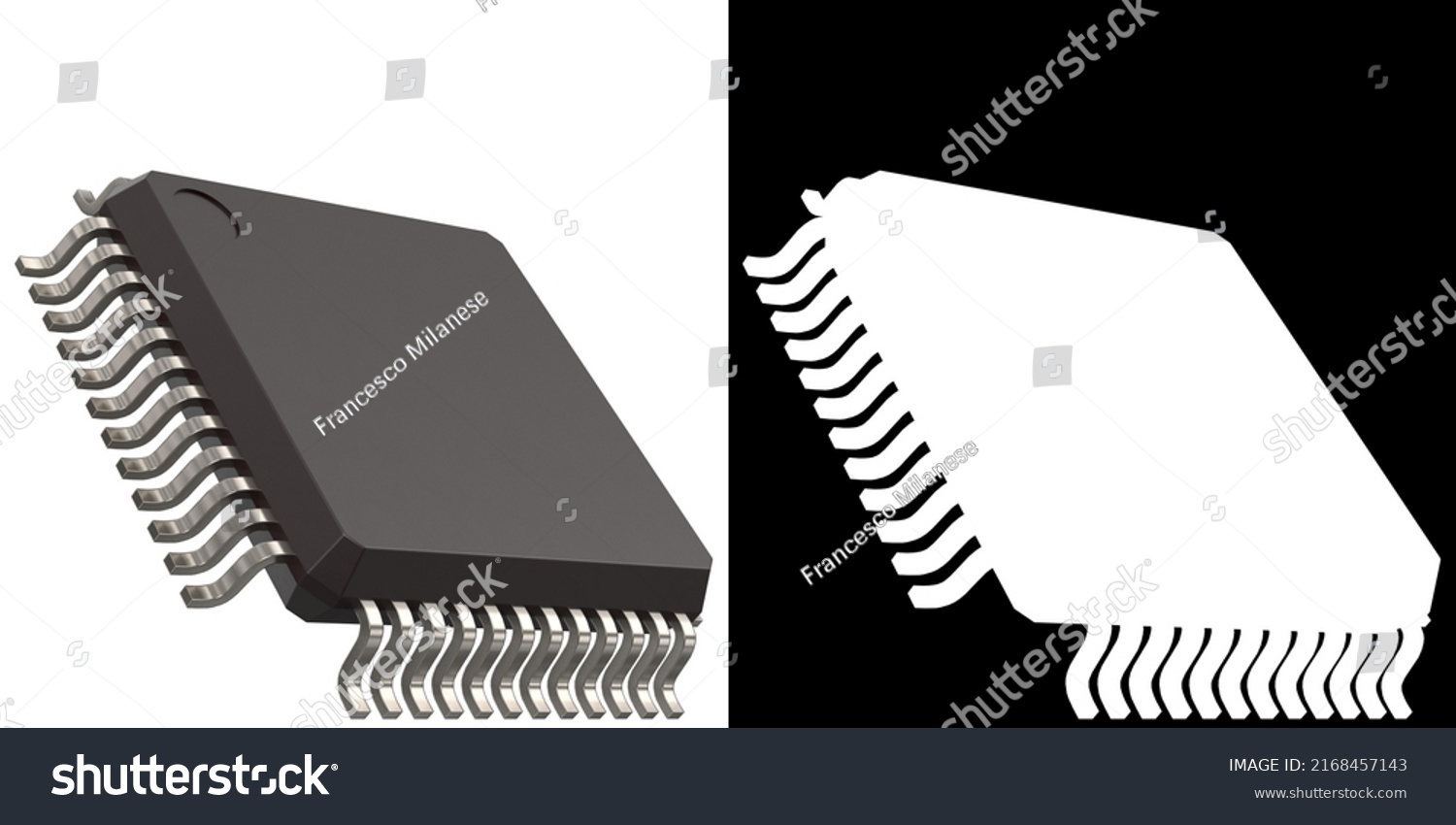 3d Rendering Illustration 48 Pins Microcontroller Stock Illustration