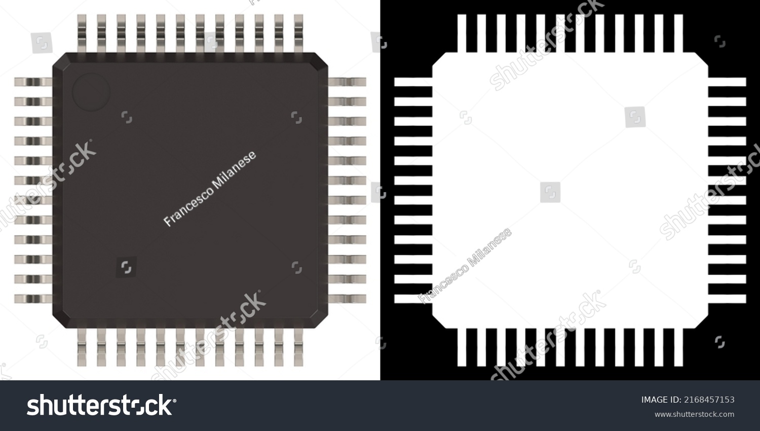 3d Rendering Illustration 48 Pins Microcontroller Stock Illustration