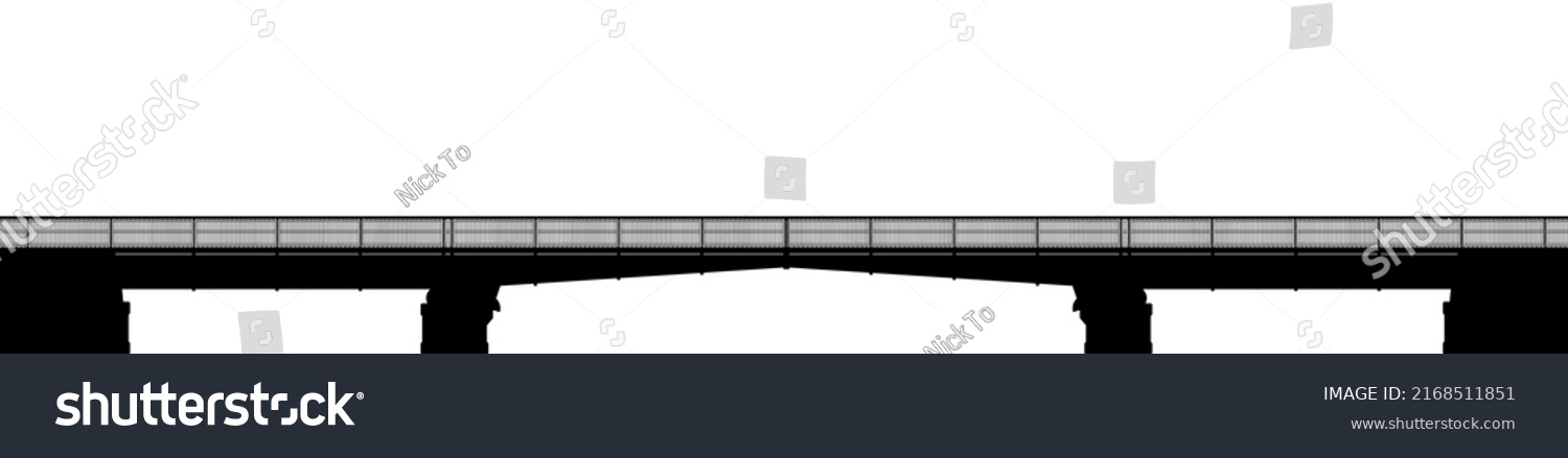 Automotive Bridge Silhouette Transport Road Construction Stock Vector