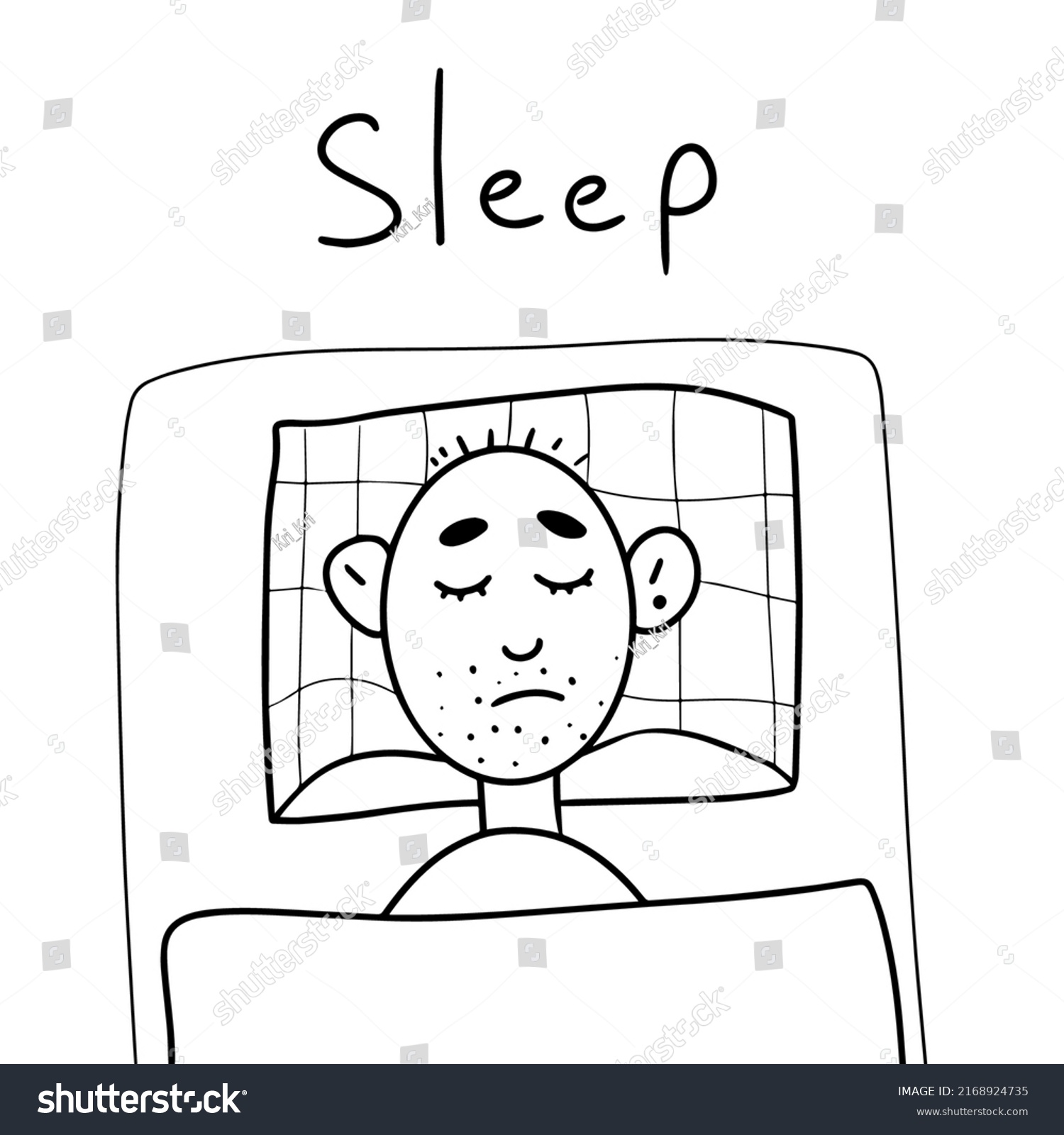 Man Beard Sleeping Cartoon Style Hand Stock Vector Royalty Free 2168924735 Shutterstock