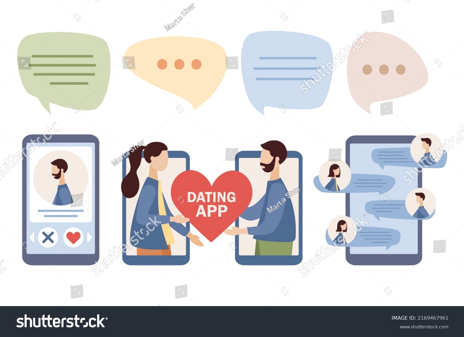 Dating App Icon Set Online Dating Stock Vector Royalty Free 2169467961 Shutterstock