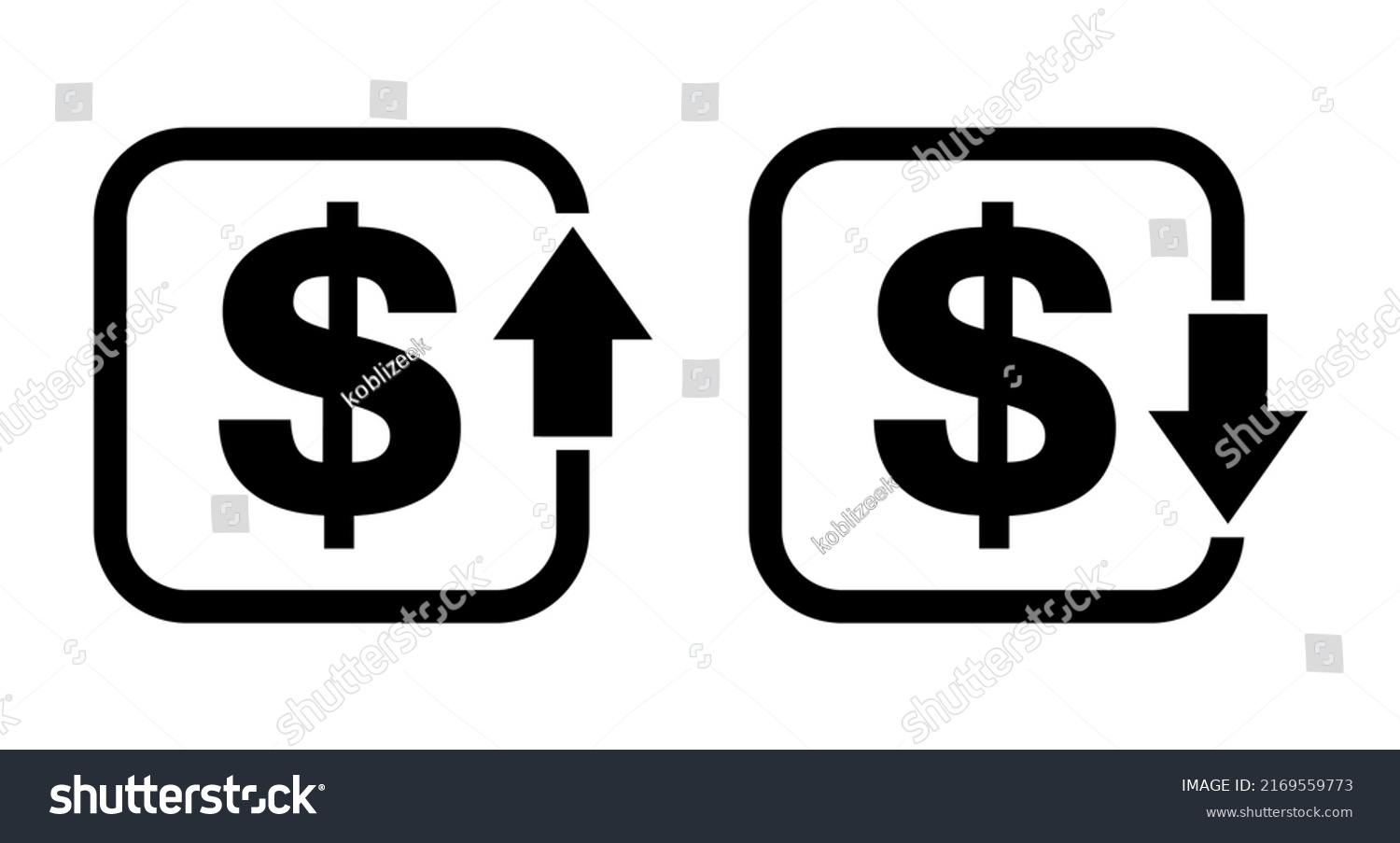 Set Cost Symbol Dollar Increase Decrease Stock Vector (Royalty Free) 2169559773 | Shutterstock