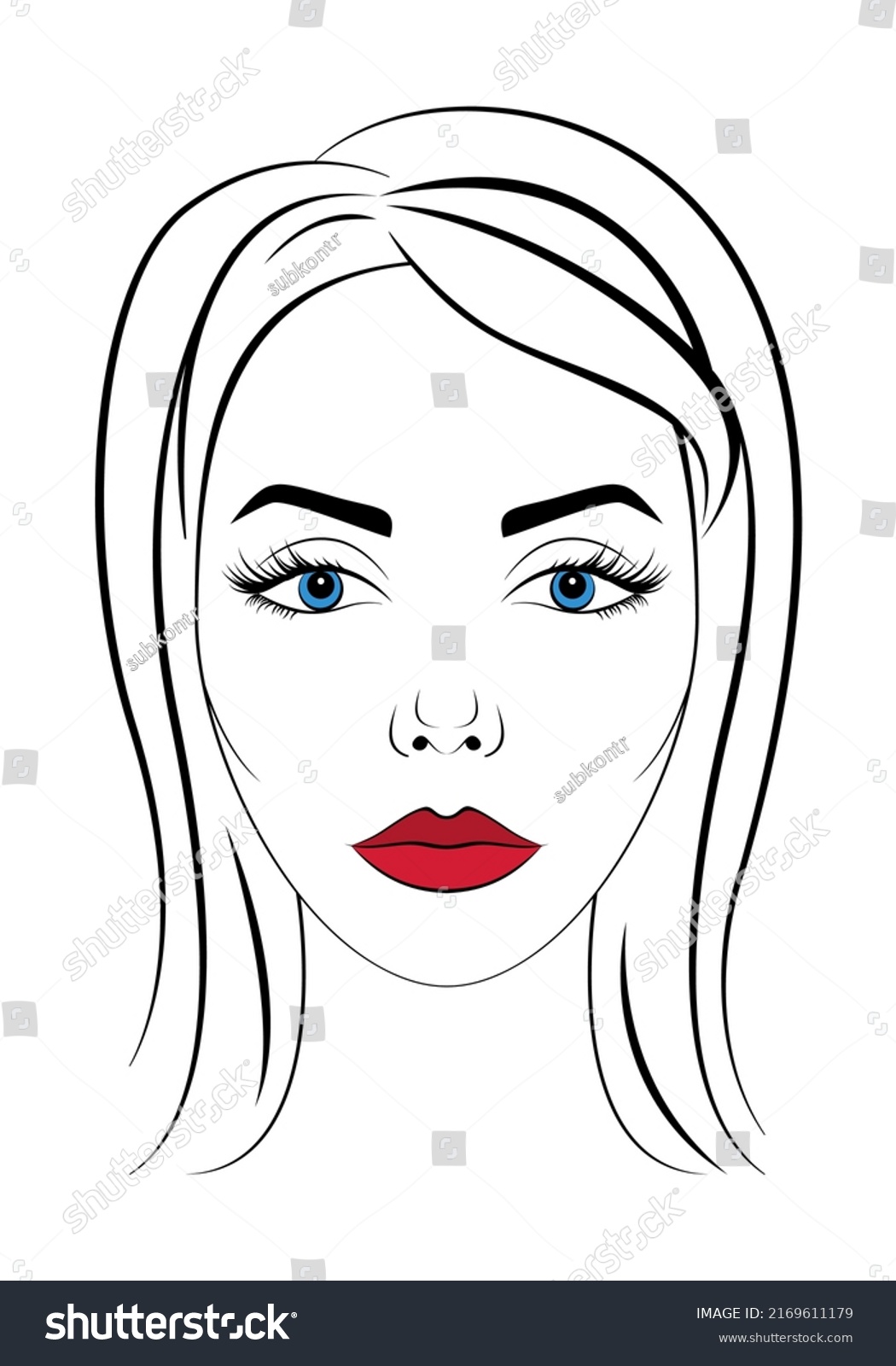 Beautiful Woman Face Hand Drawn Vector Stock Vector Royalty Free