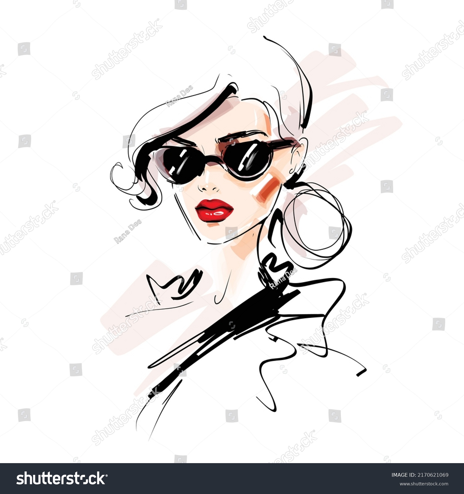 Beautiful Woman Face Fashion Illustration On Stock Vector Royalty Free