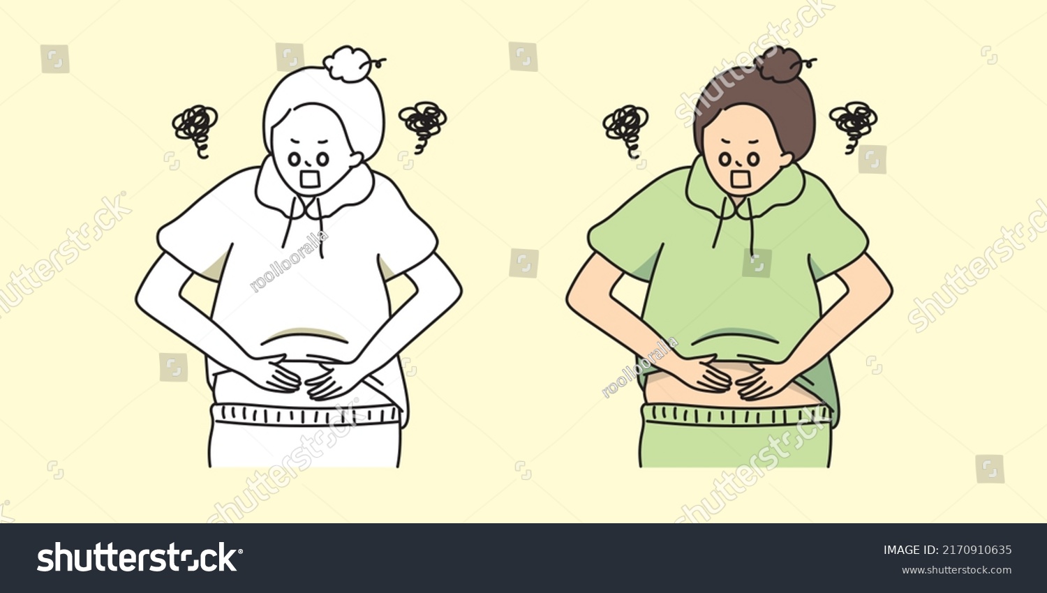 Illustration Woman Fat Belly Woman Looks Stock Vector Royalty Free