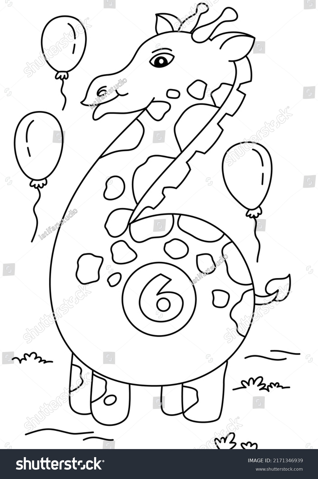 Giraffe Number Six Cute Coloring Page Stock Vector (Royalty Free ... Giraffe Number Six Cute Coloring Page Stock Vector (Royalty Free ...