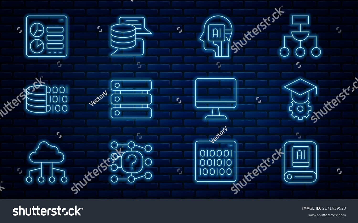 Set Line Artificial Intelligence Ai Graduation Stock Vector Royalty Free 2171639523 Shutterstock