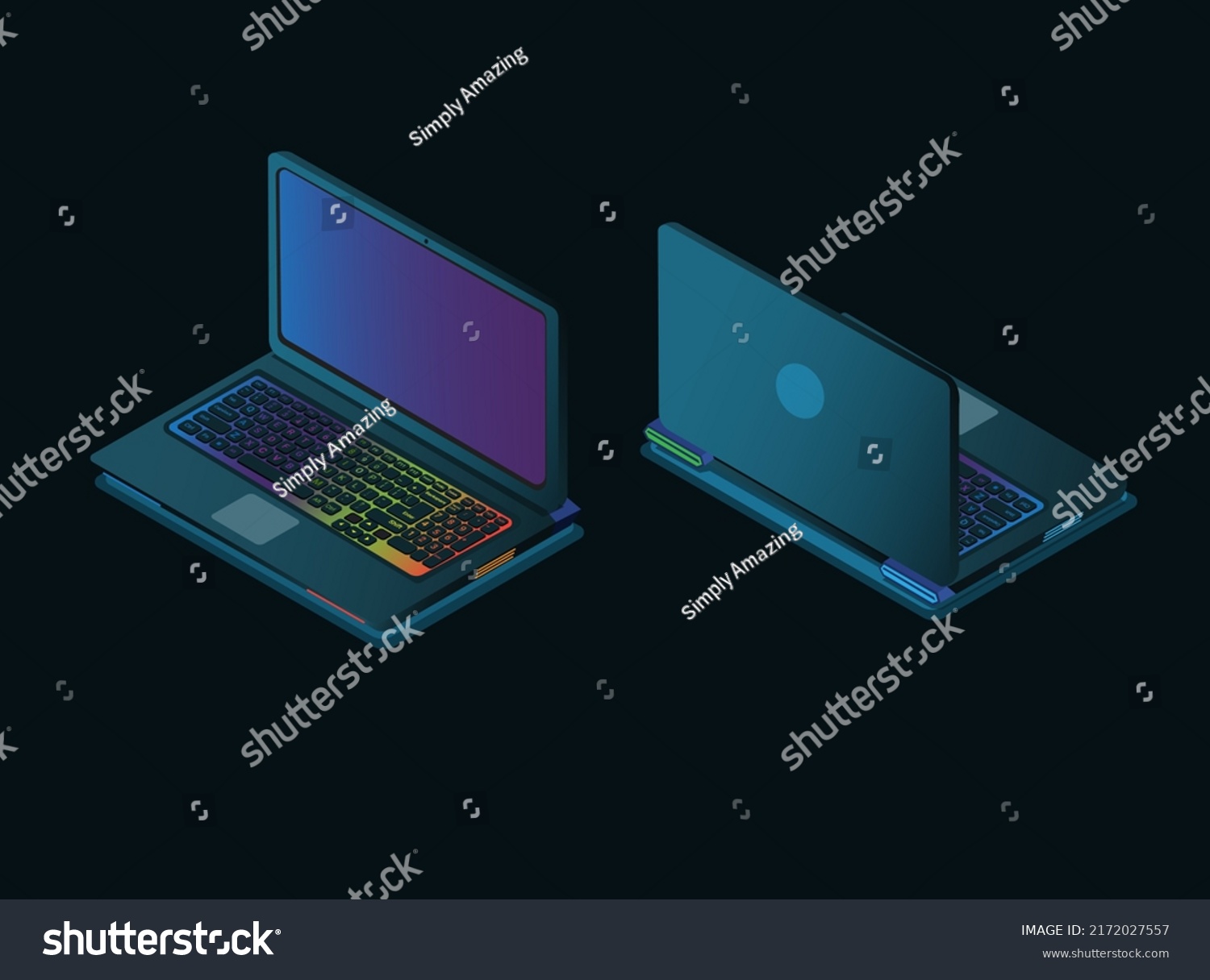 Laptop Gaming Rgb Light On Keyboard 库存矢量图(免版税)2172027557 Shutterstock