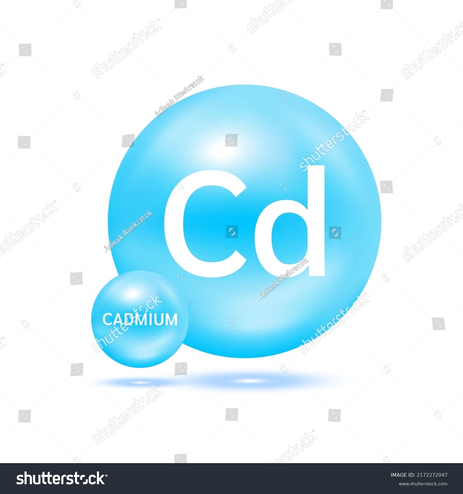 Cadmium Molecule Models Blue Ecology Biochemistry Stock Vector Royalty