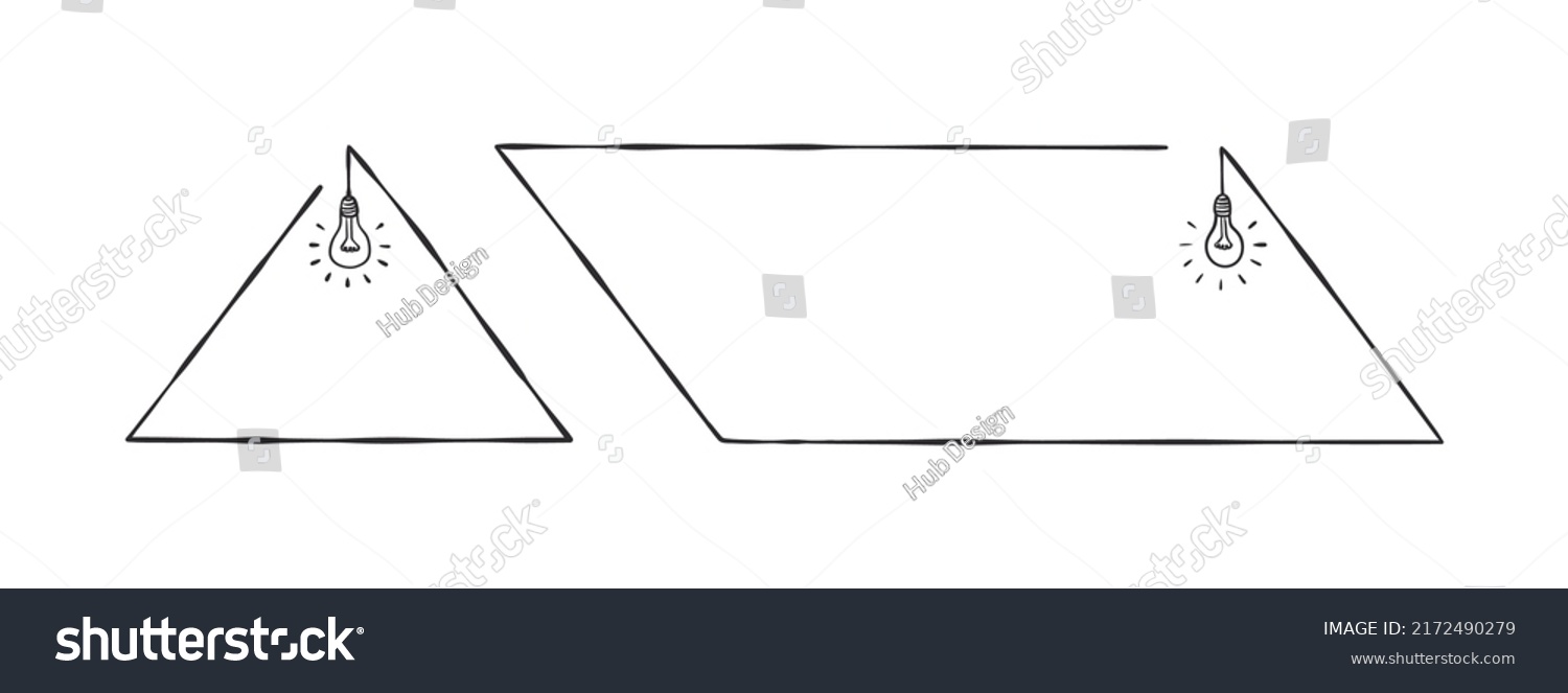 Frames Bulbs Rectangular Triangular Frames Handdrawn Stock Vector ...