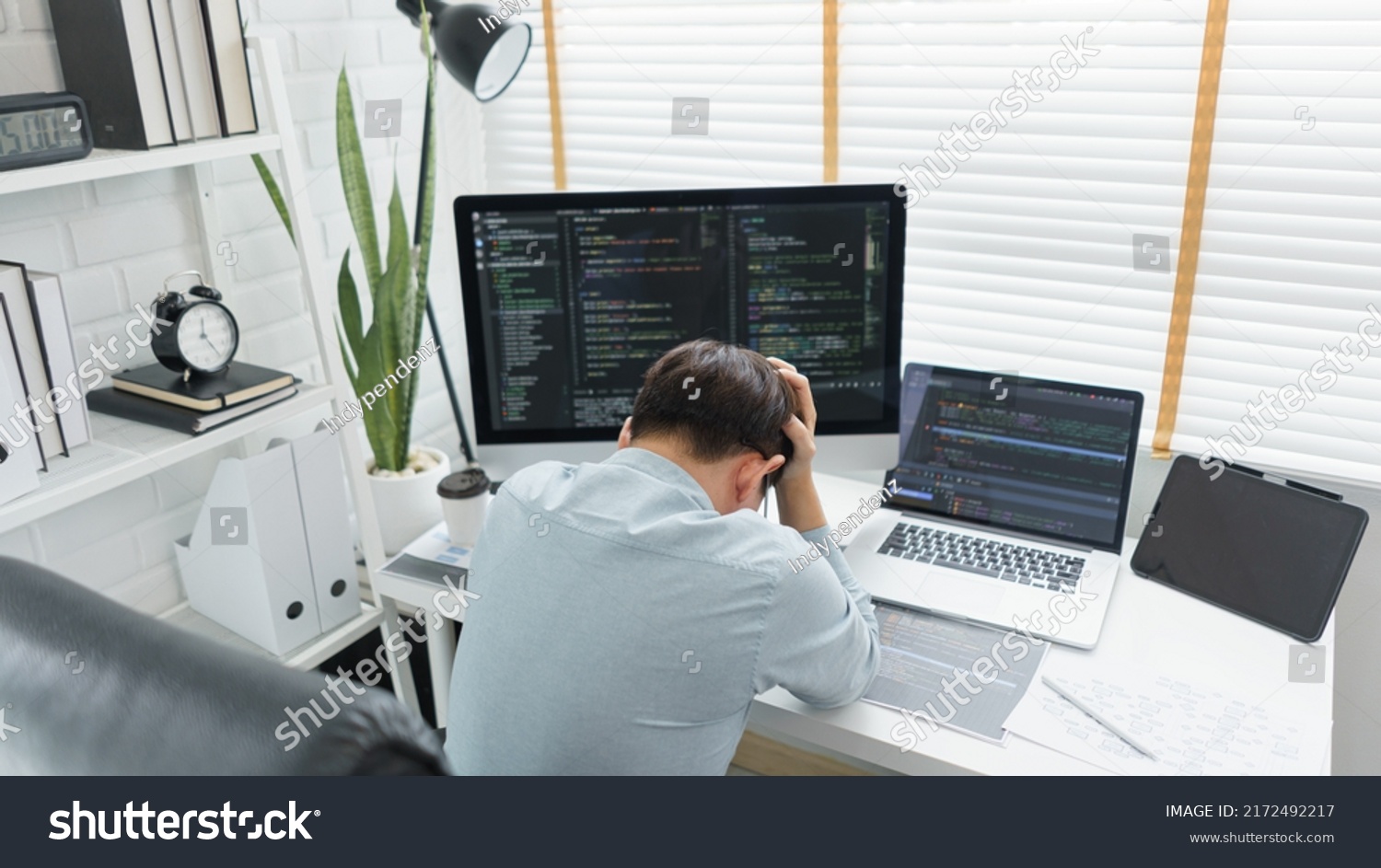 Software Development Concept Male Programmer Stressed Stock Photo ... Software Development Concept Male Programmer Stressed Stock Photo ...
