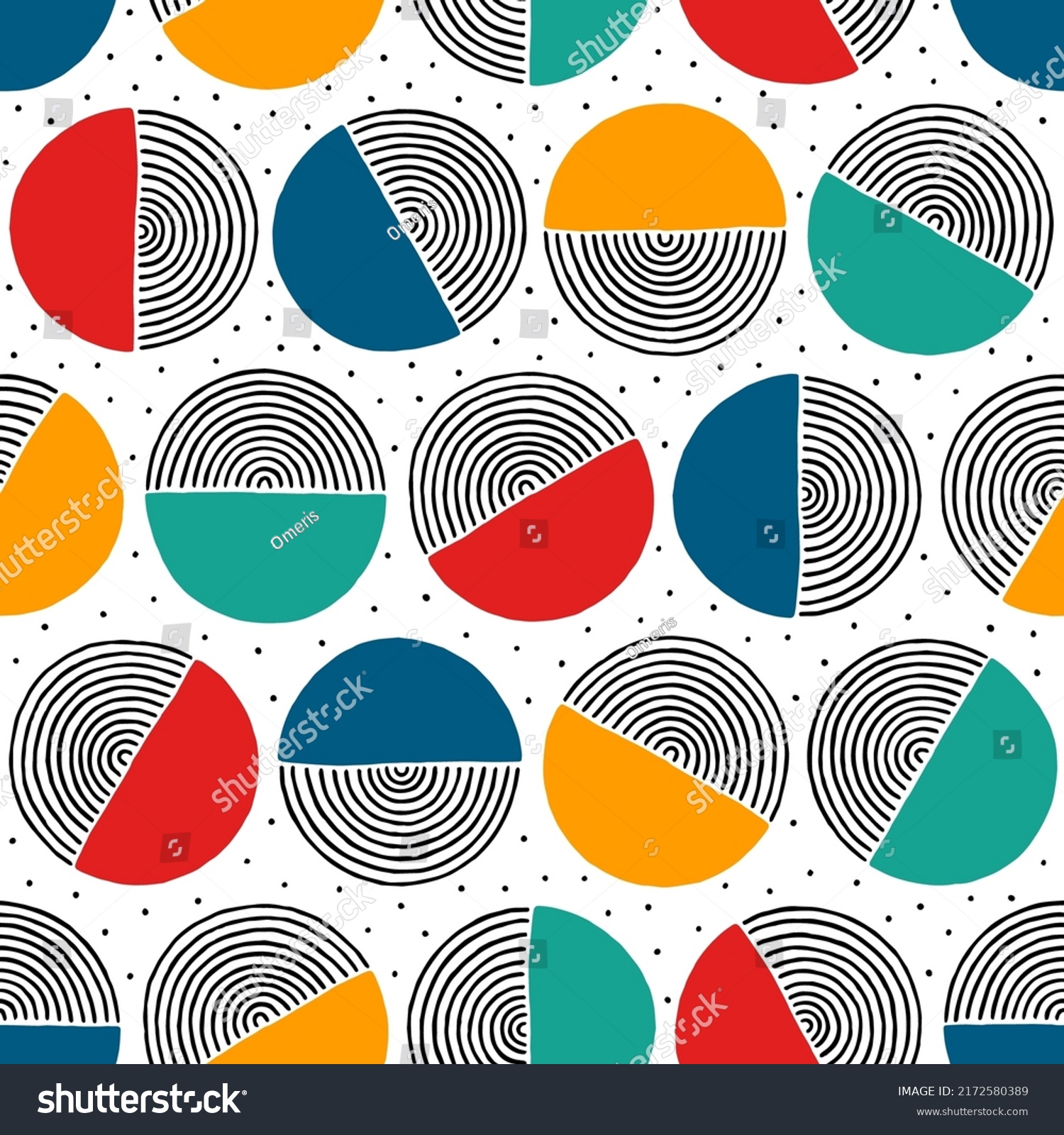 Geometric Circle Seamless Pattern Abstract Hand Stock Vector (Royalty ...