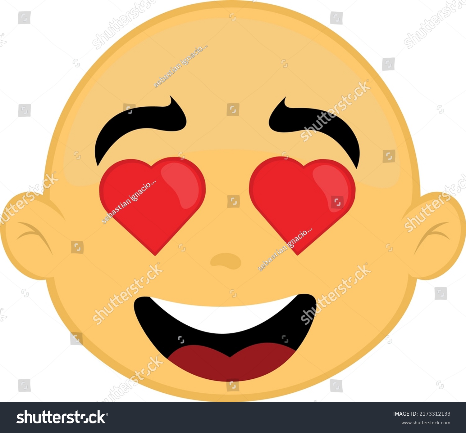Vector Illustration Face Yellow Bald Cartoon Stock Vector Royalty Free