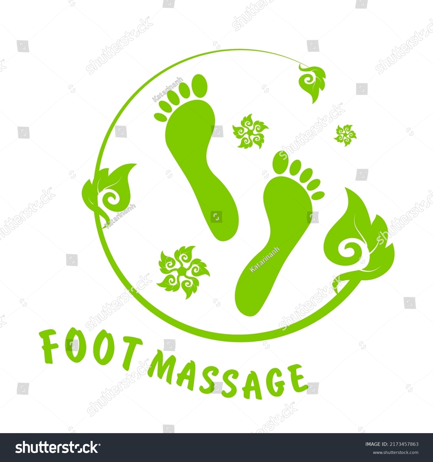 Foot Massage Concept Green Reflexology Foot Stock Vector Royalty Free