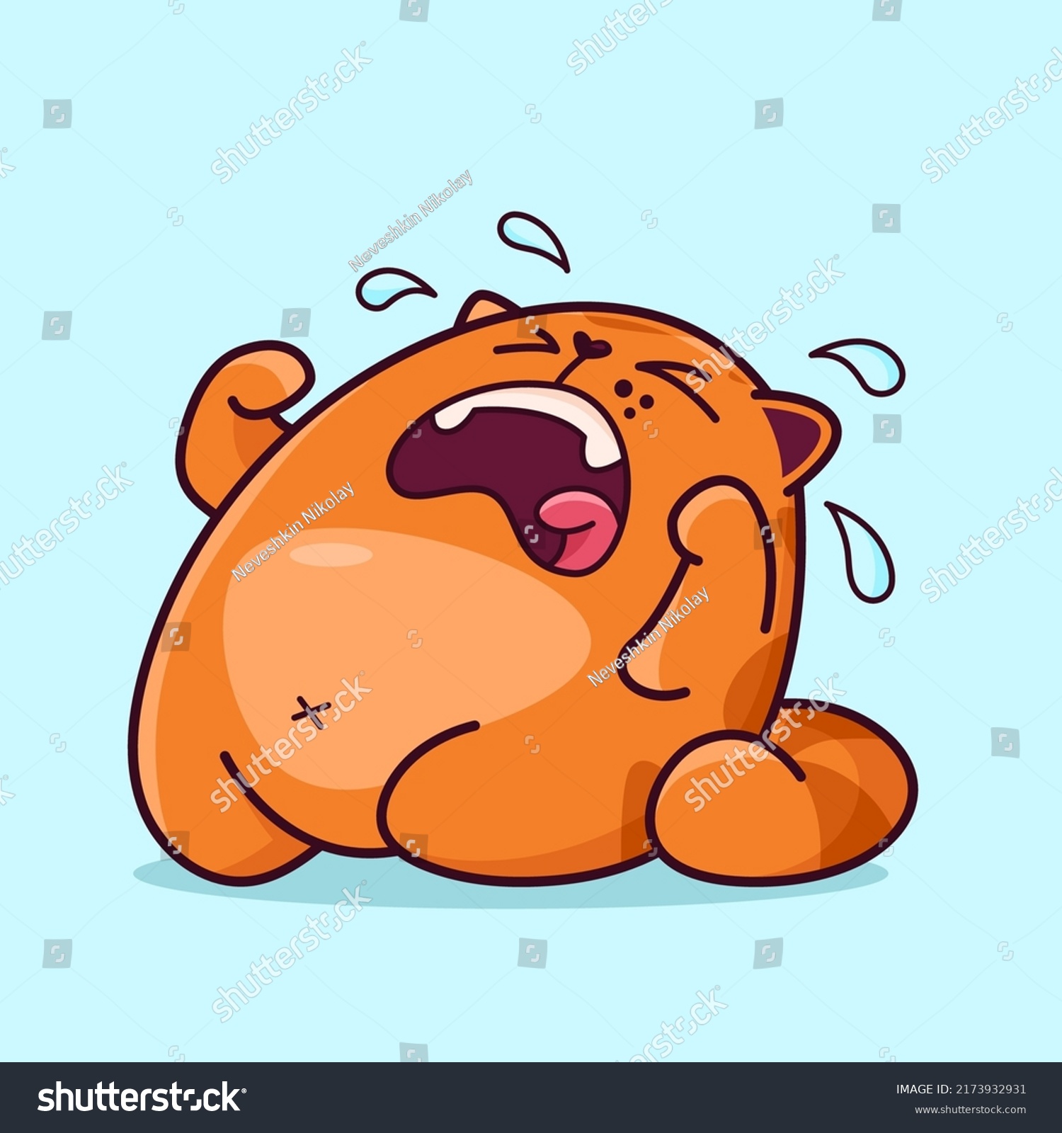 Cute Red Cat Crying Demonstrates Emotions Stock Vector Royalty Free