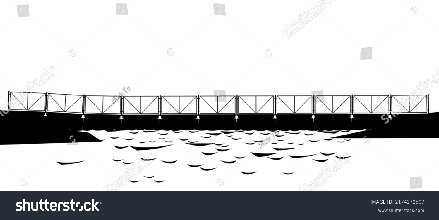Bridge Silhouette Transport Road Construction Isolated Stock Vector