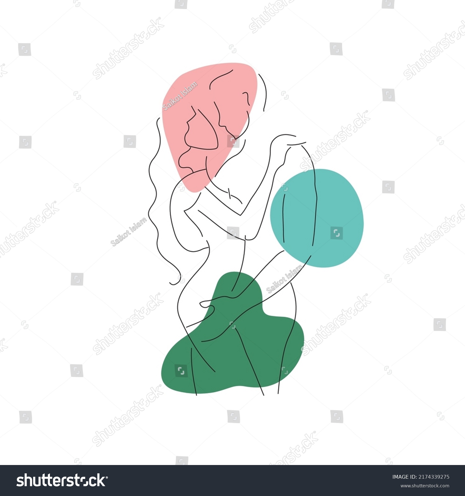 Abstract Modern Portraits Couple Continuous Line Stock Vector Royalty