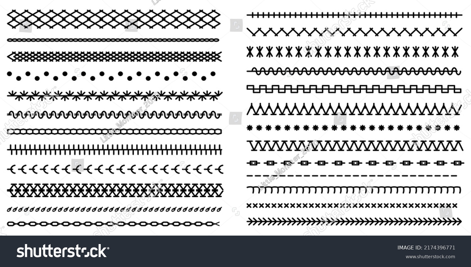 Vektor Stok Different Types Machine Black Stitch Brush (Tanpa Royalti ... Vektor Stok Different Types Machine Black Stitch Brush (Tanpa Royalti ...